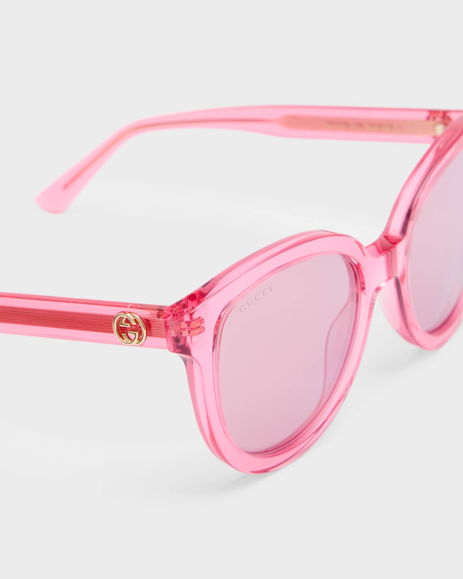 Gucci GG1315S Mirrored Round Acetate Sunglasses | Neiman Marcus