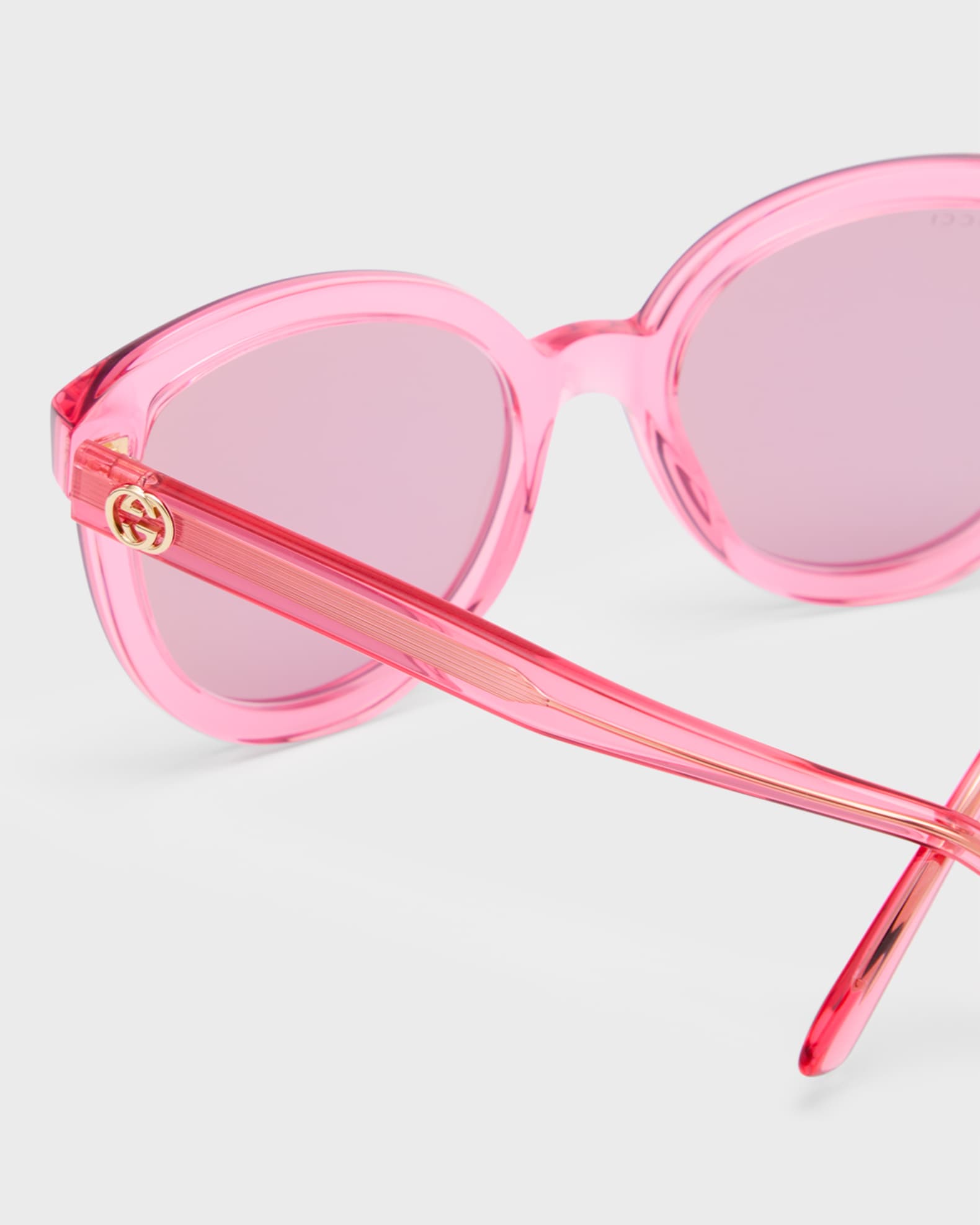 Gucci GG1315S Mirrored Round Acetate Sunglasses | Neiman Marcus