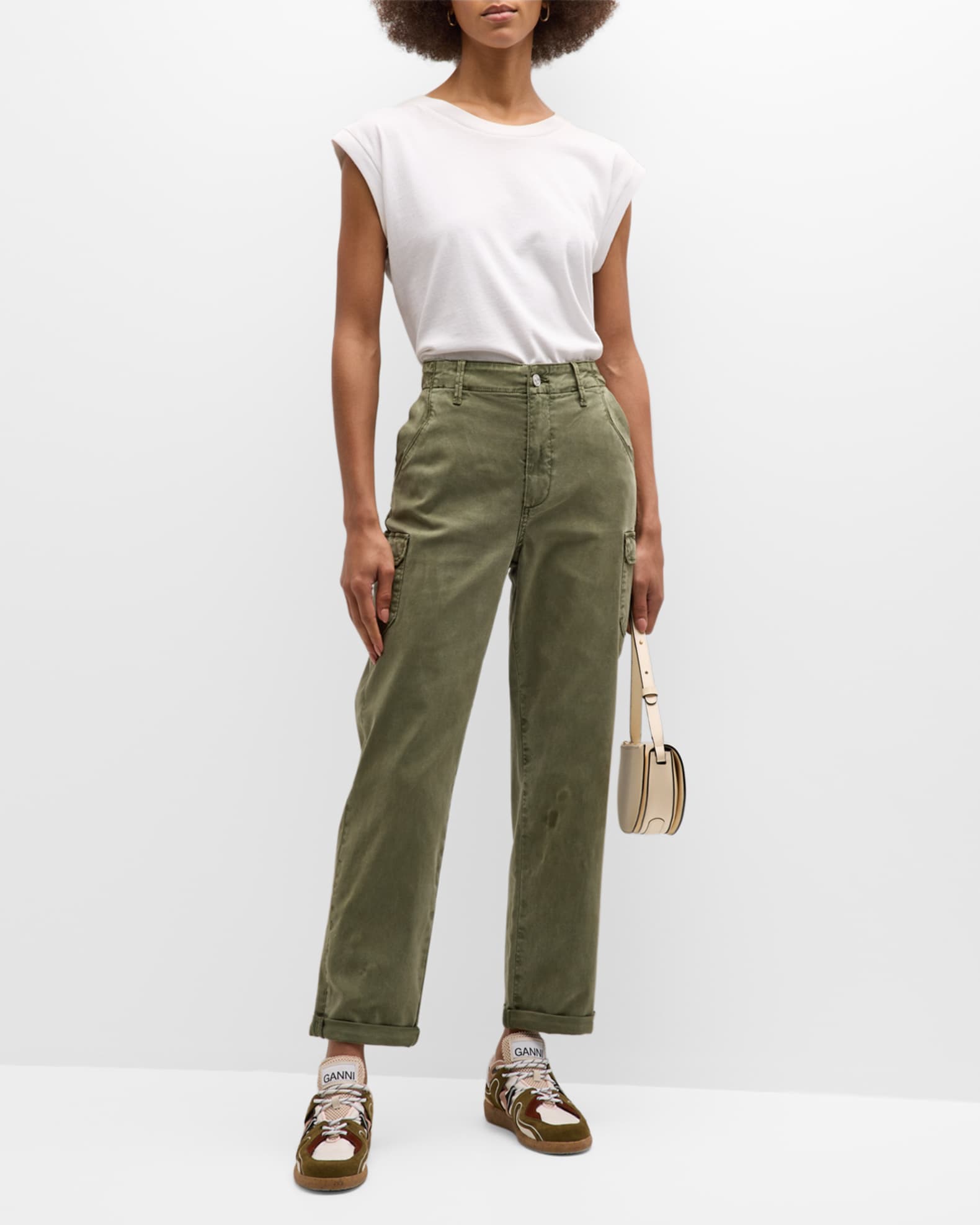 PAIGE Drew Vintage Straight Crop Cargo Jeans | Neiman Marcus
