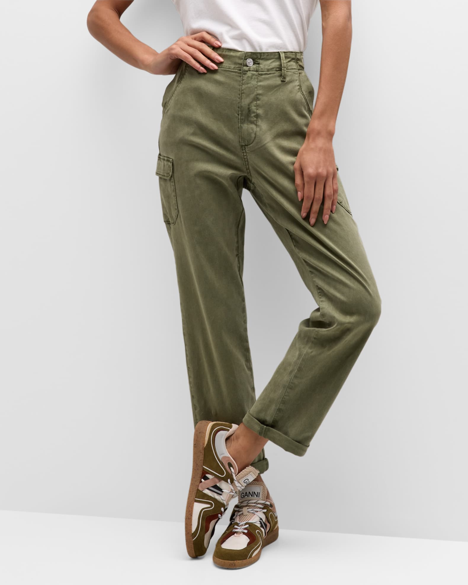 PAIGE Drew Vintage Straight Crop Cargo Jeans | Neiman Marcus