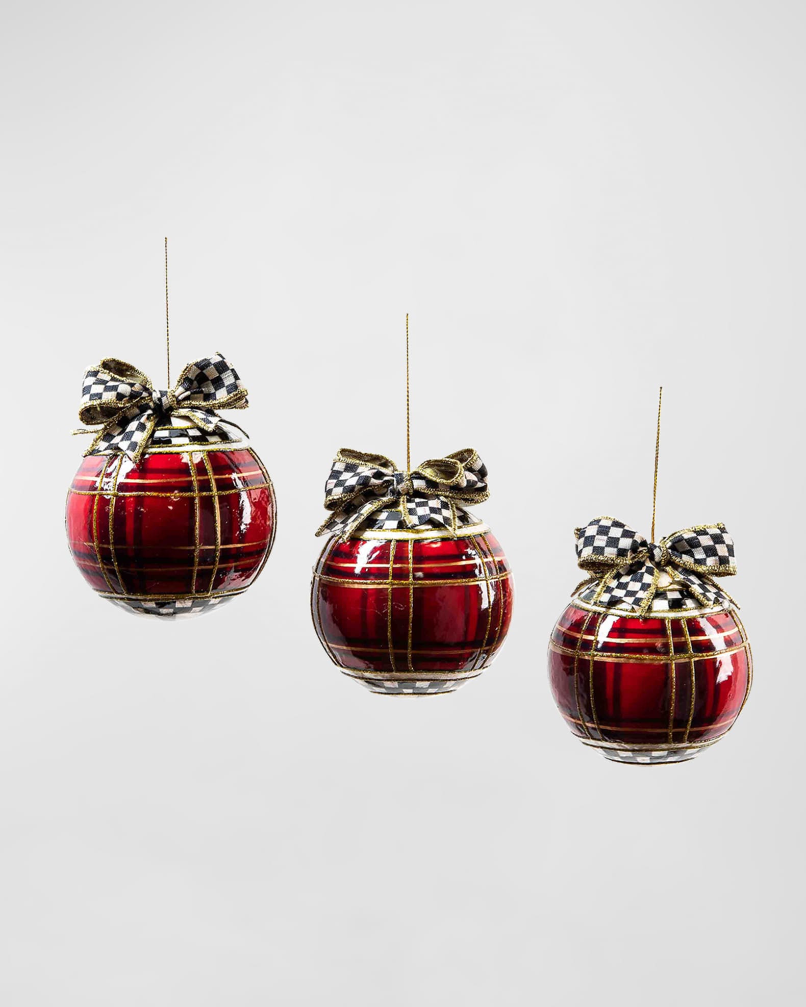 MacKenzie-Childs Tartastic Capiz Christmas Ball Ornaments, Set of 3 ...