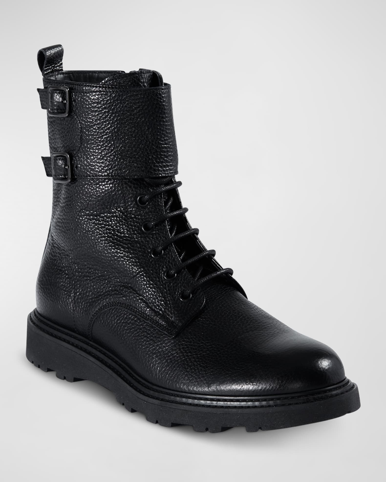 Paul Stuart Men's Barton Zip Leather Combat Boots | Neiman Marcus