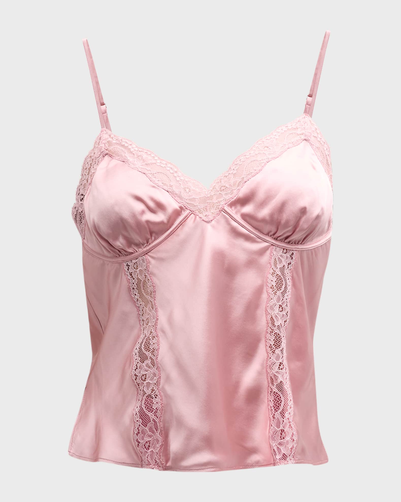 Cami NYC Luca Bias-Cut Silk Lace-Trim Cami | Neiman Marcus
