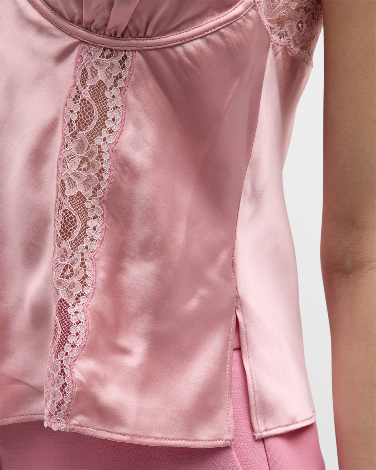 Cami NYC Luca Bias-Cut Silk Lace-Trim Cami | Neiman Marcus