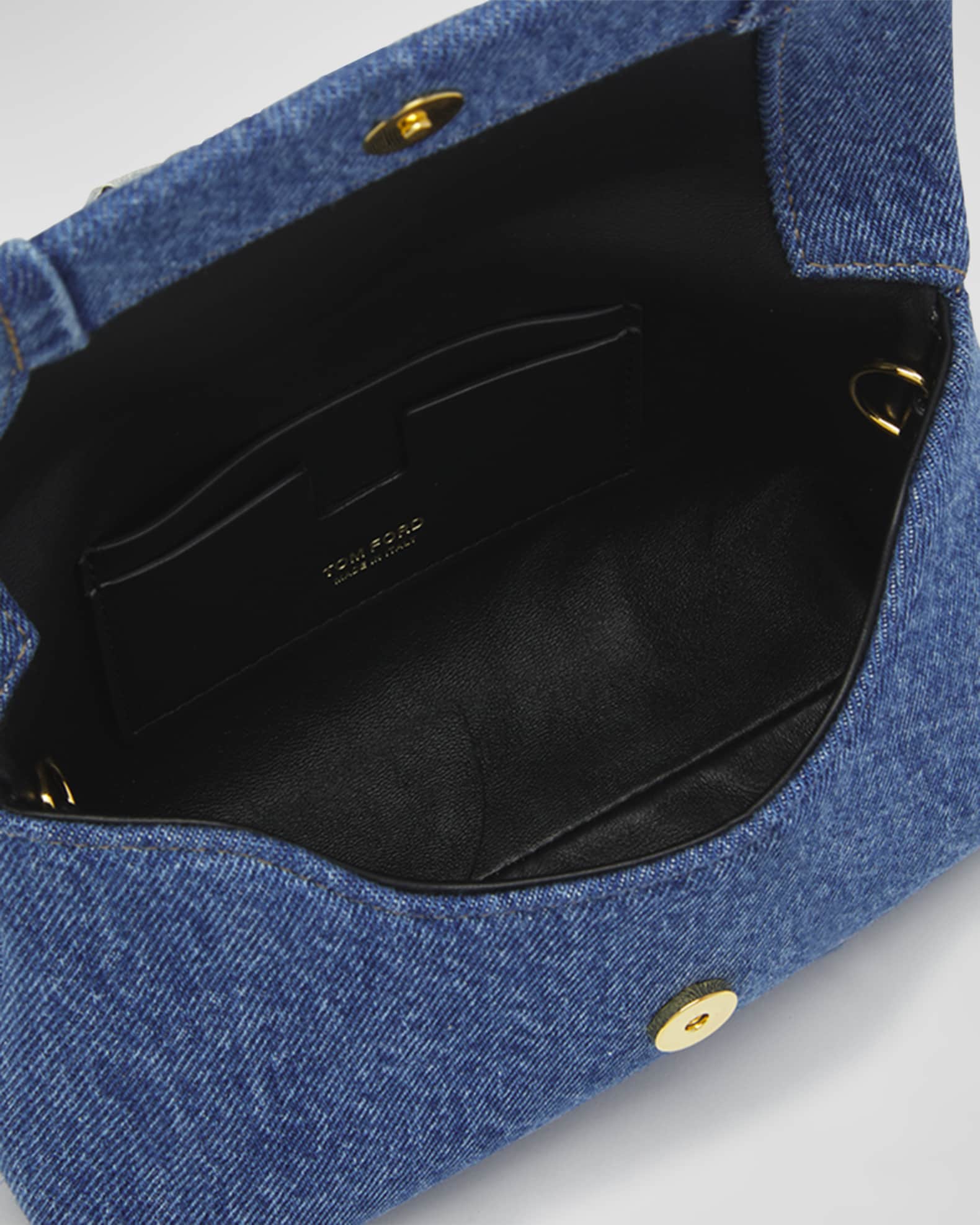 TOM FORD Label Mini Denim Chain Top-Handle Bag | Neiman Marcus