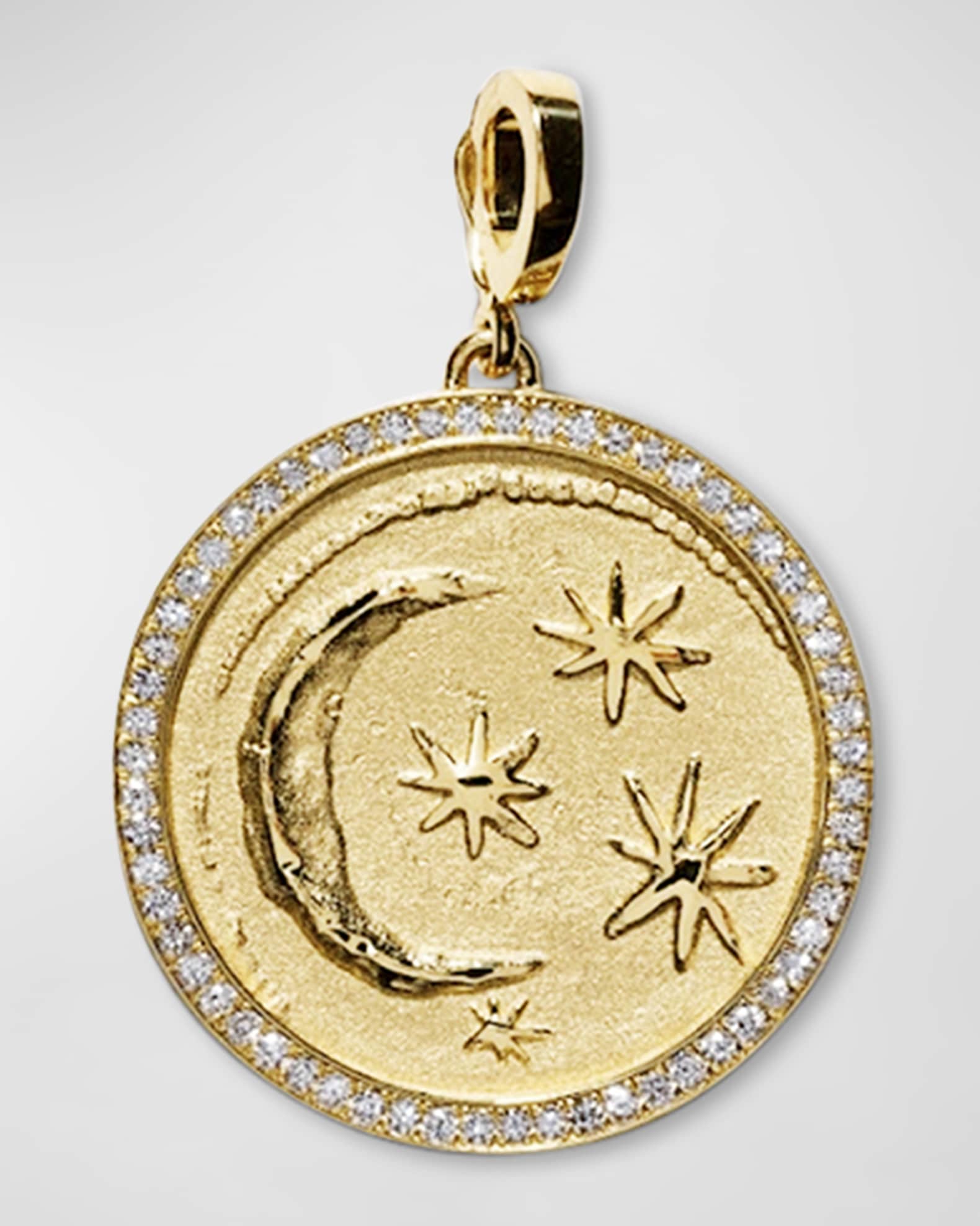 AZLEE Cosmic Diamond Pavé Coin Pendant | Neiman Marcus