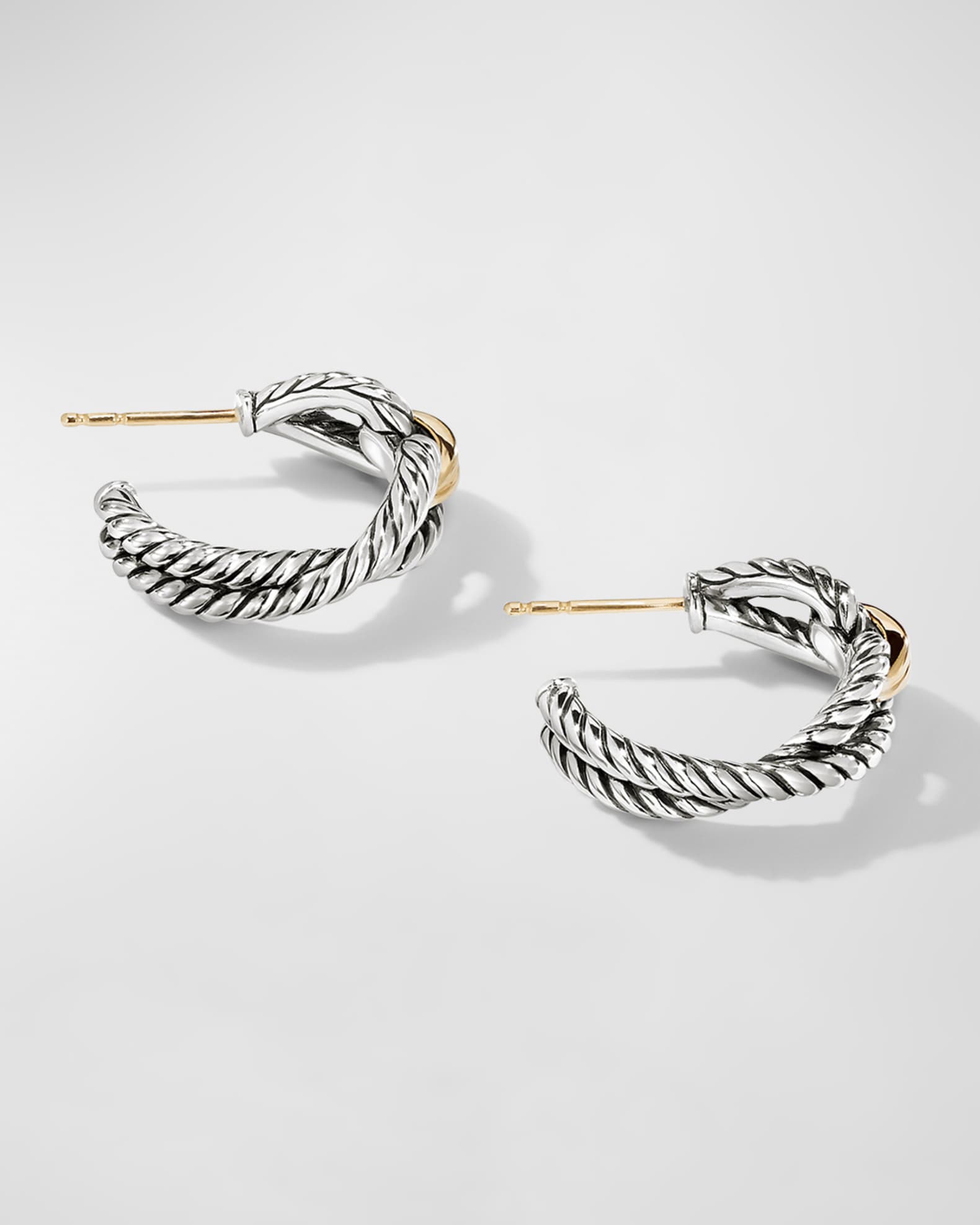 David Yurman Crossover Hoop Earrings in Silver with 18K Gold, 22mm ...
