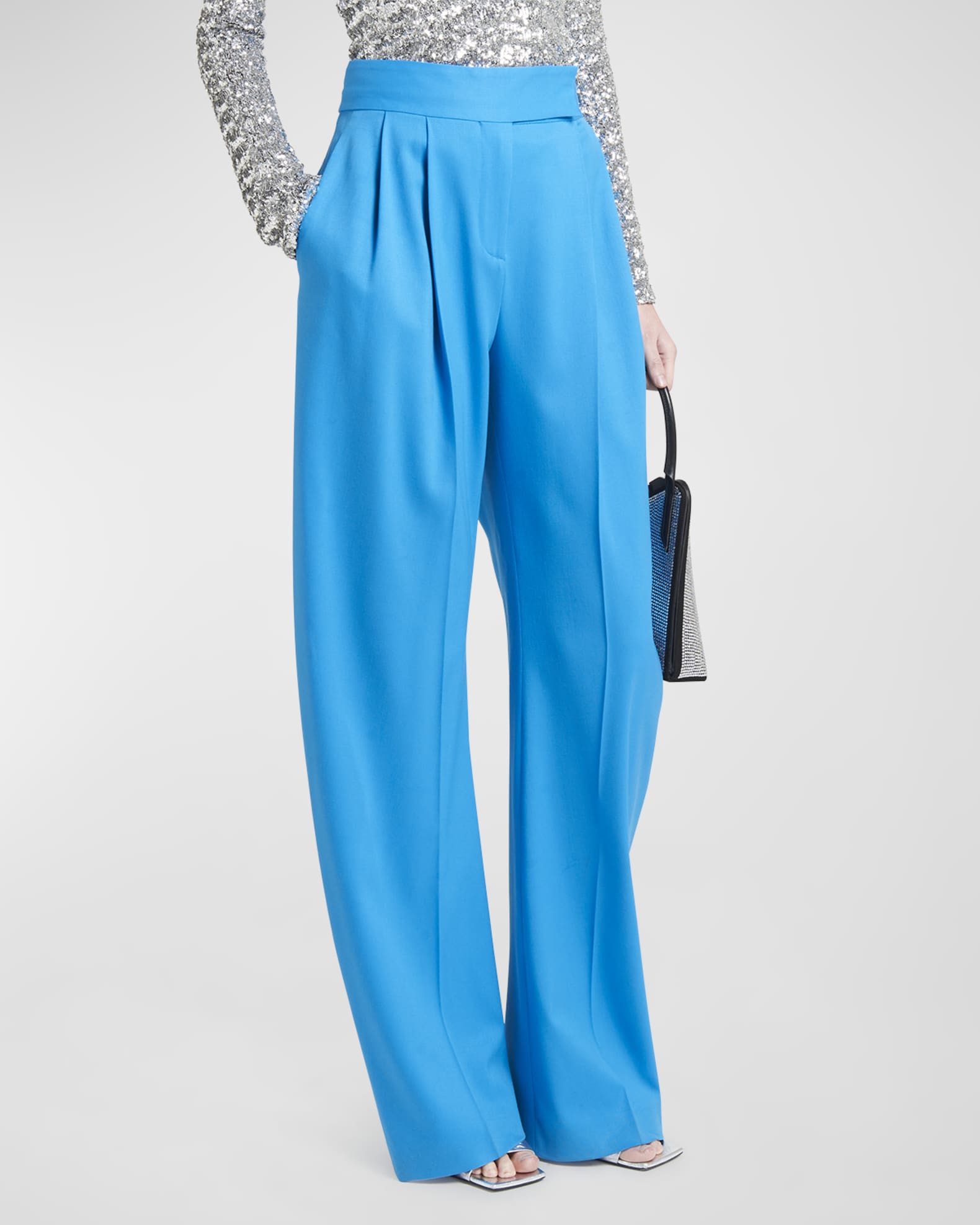 The Attico Gary Pleated Long Wool Pants | Neiman Marcus