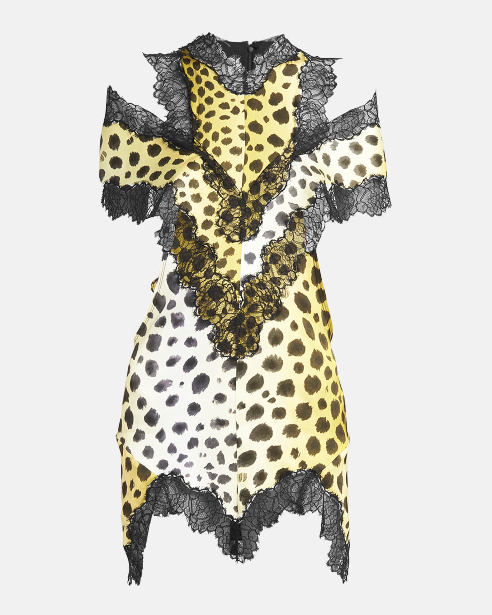 The Attico Jace Cheetah-Print Lace-Trim Cutout Mini Dress | Neiman Marcus