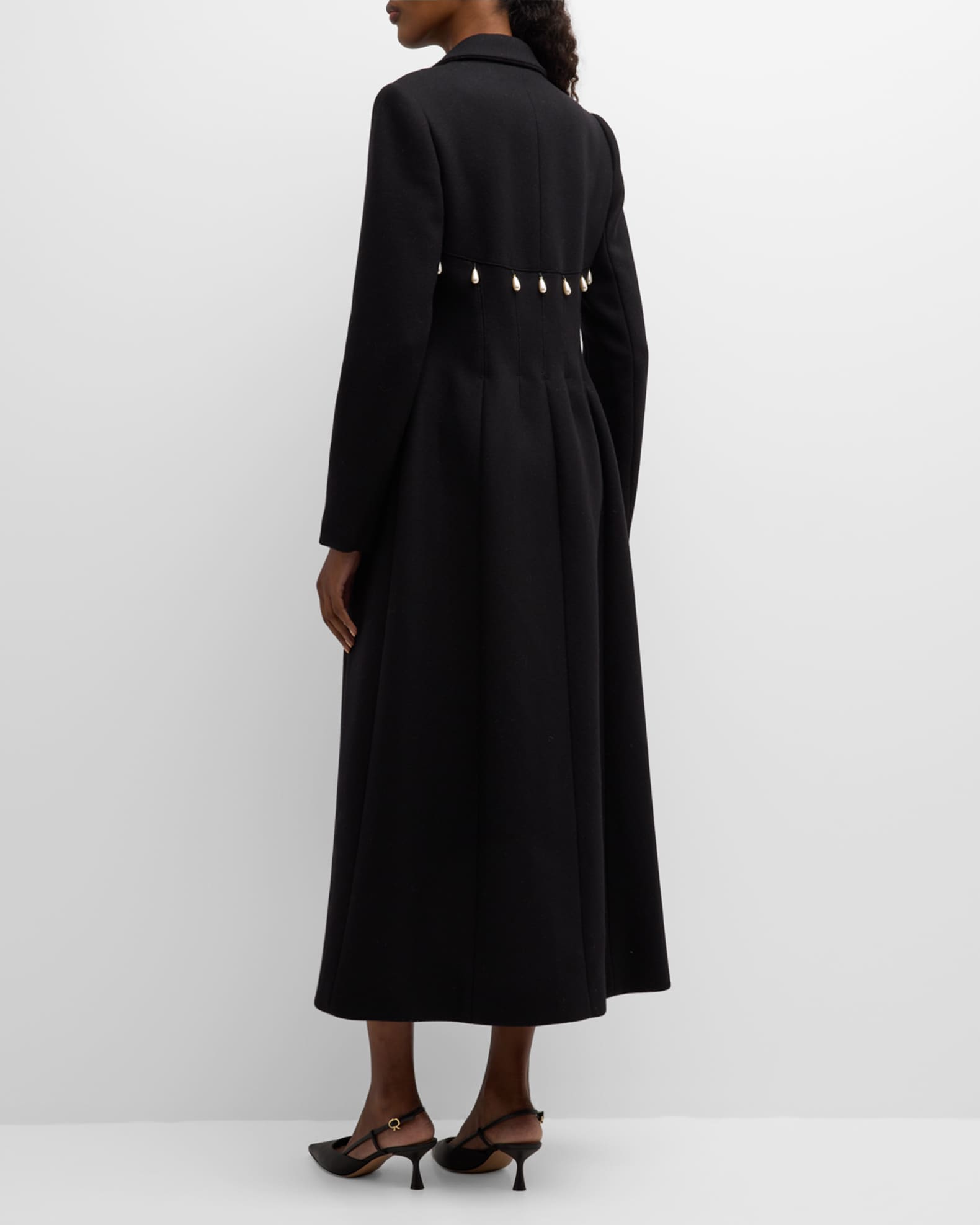 Lela Rose Pearlescent Beaded A-line Long Coat | Neiman Marcus