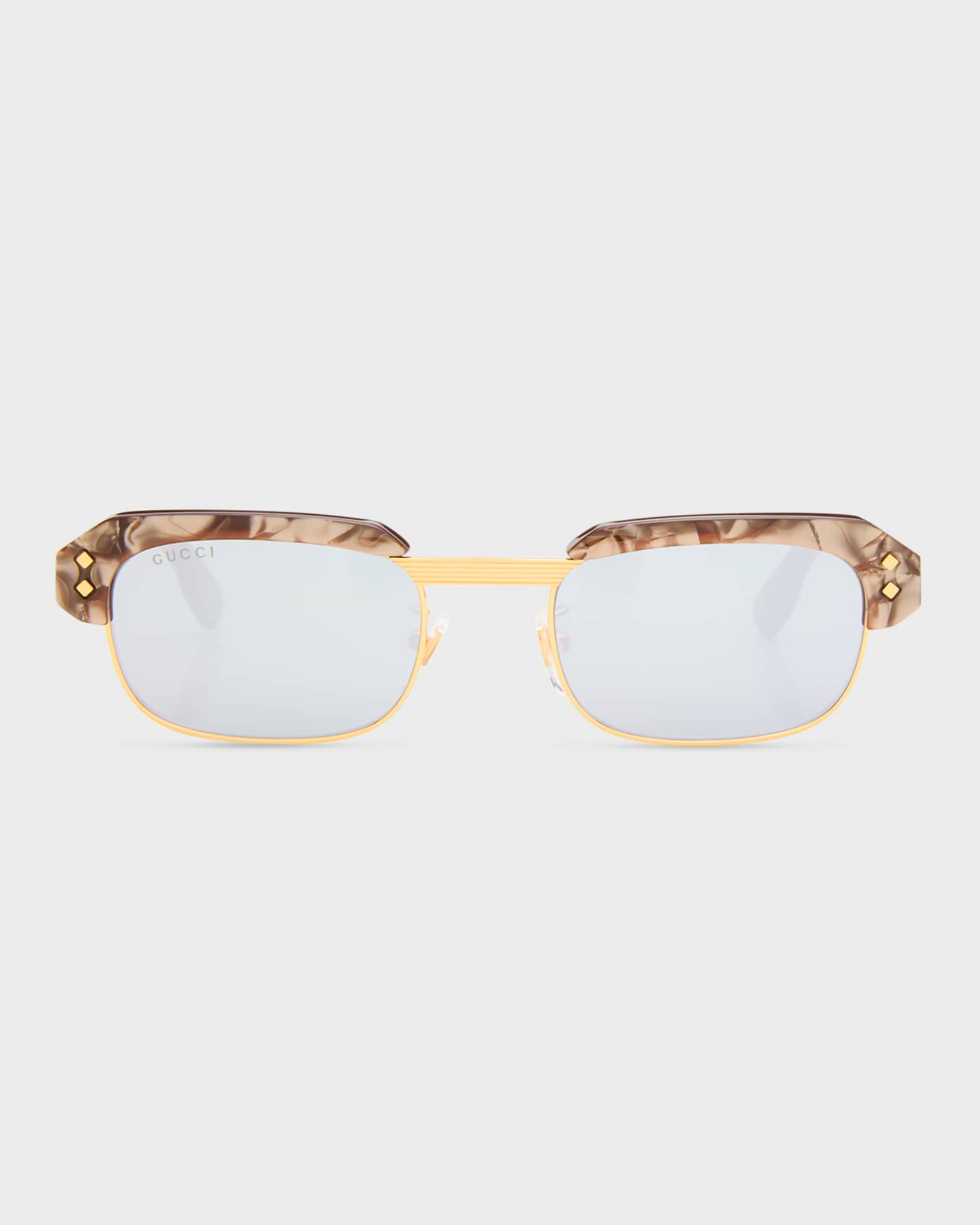 Gucci Men's Half-Rim Rectangle Sunglasses | Neiman Marcus
