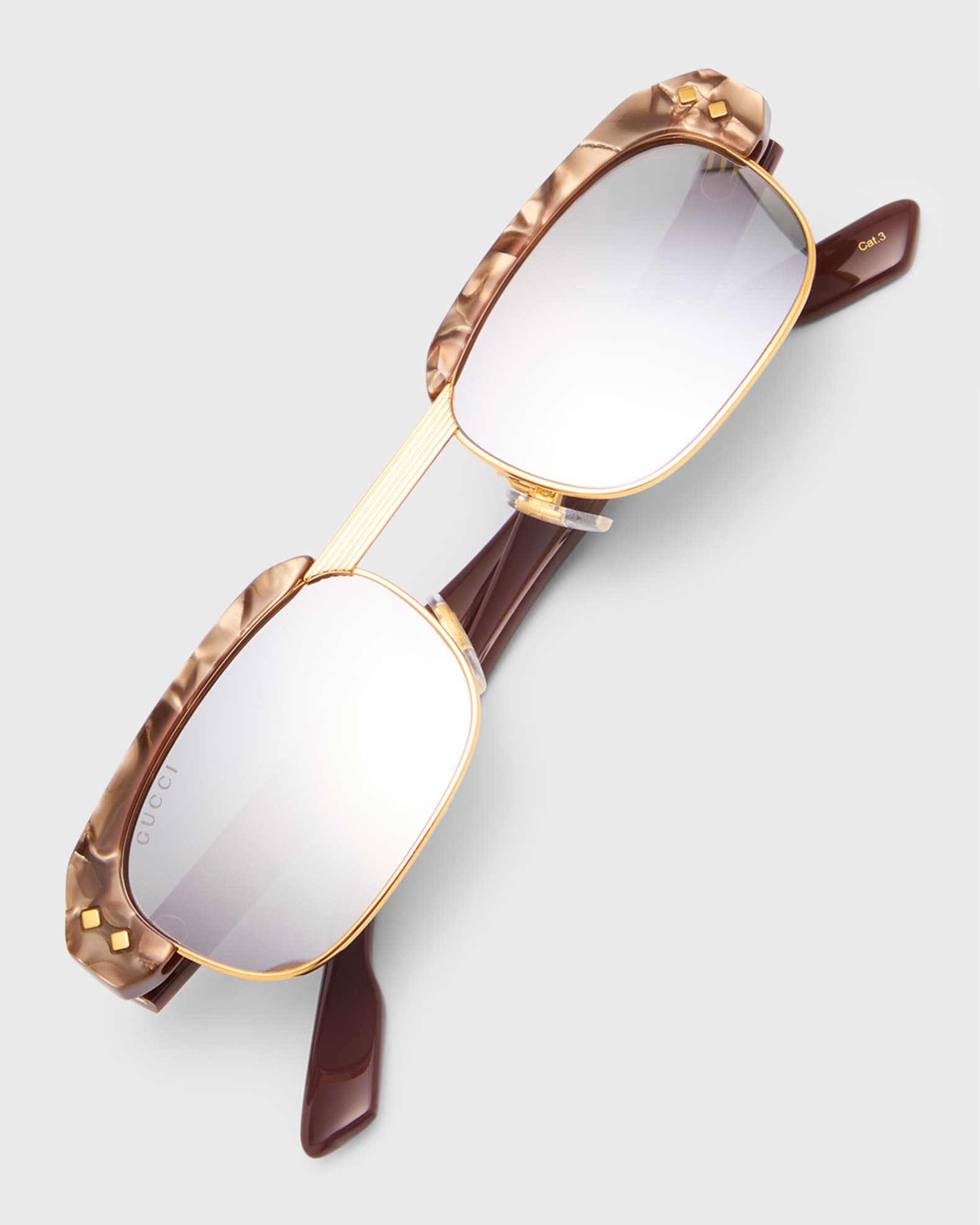 Gucci Men's Half-Rim Rectangle Sunglasses | Neiman Marcus