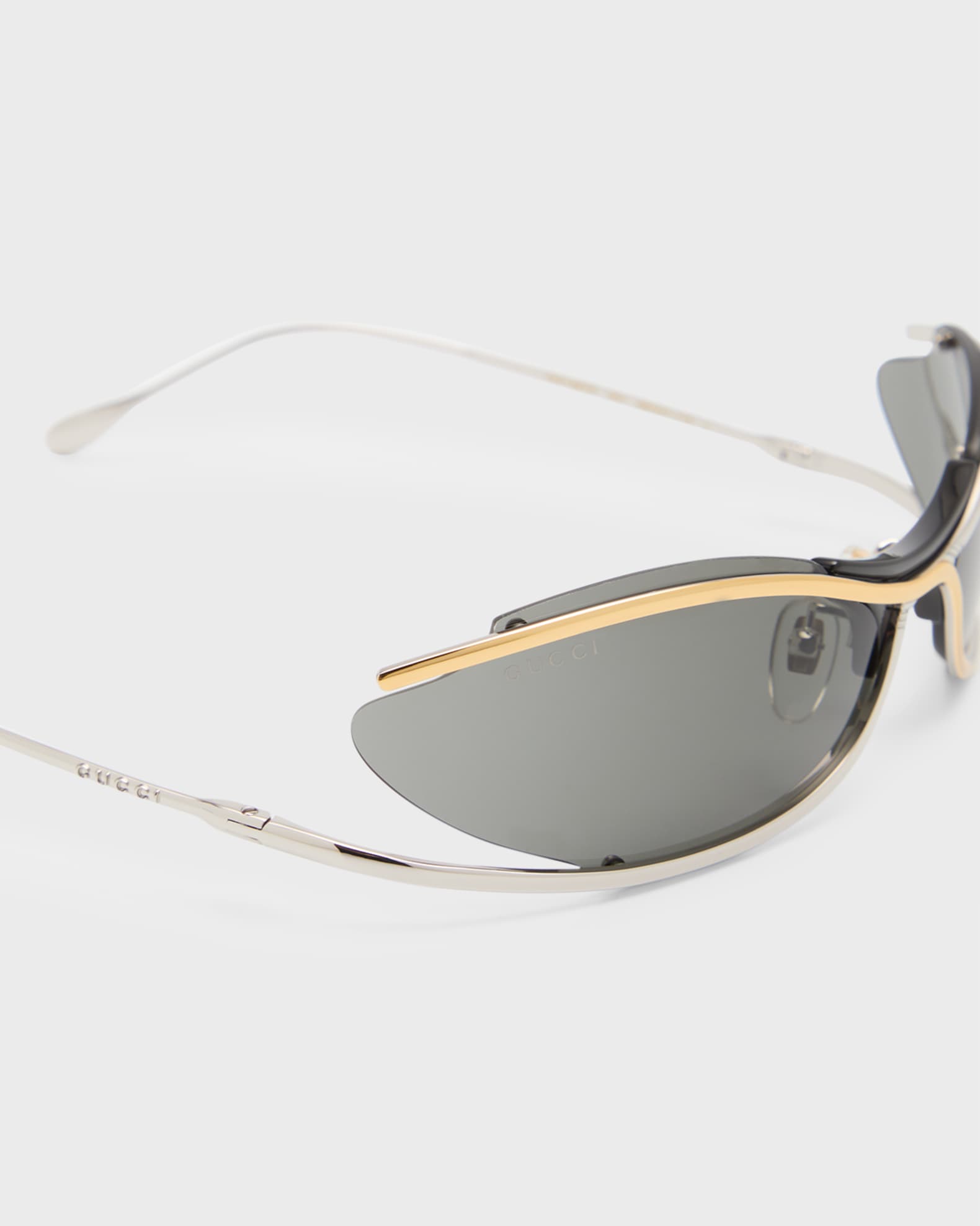 Gucci Men's Two-Tone Metal Oval Sunglasses | Neiman Marcus