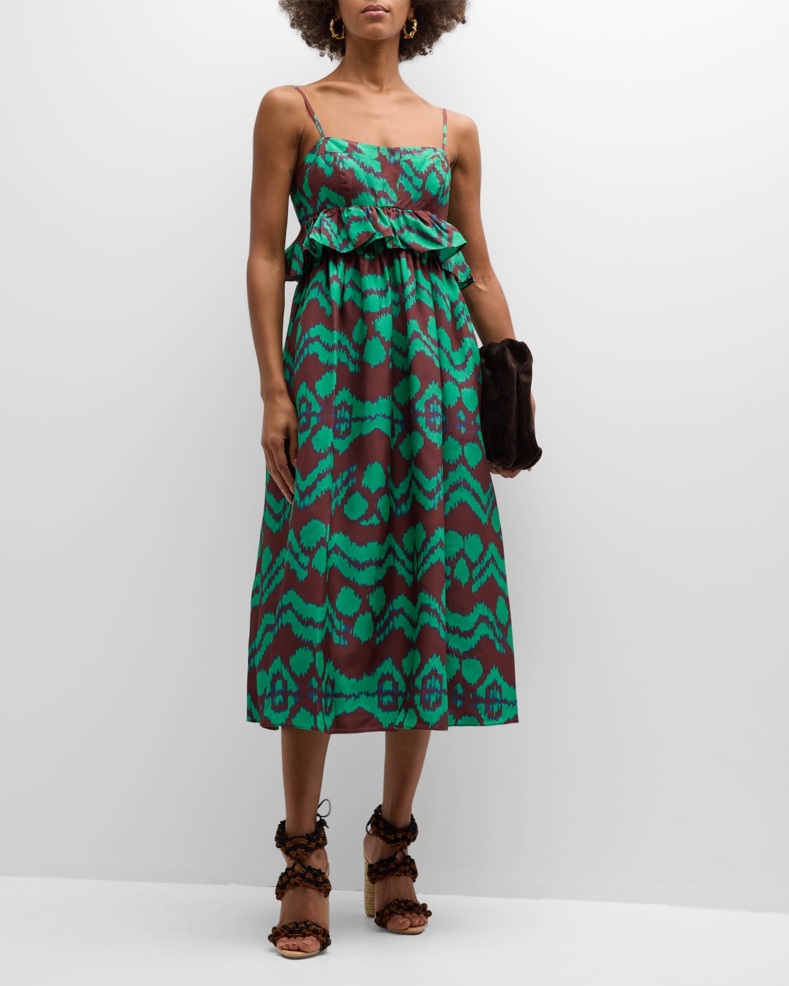 Ulla Johnson Amaliya Tie-Back Sleeveless Silk Taffeta Midi Dress ...