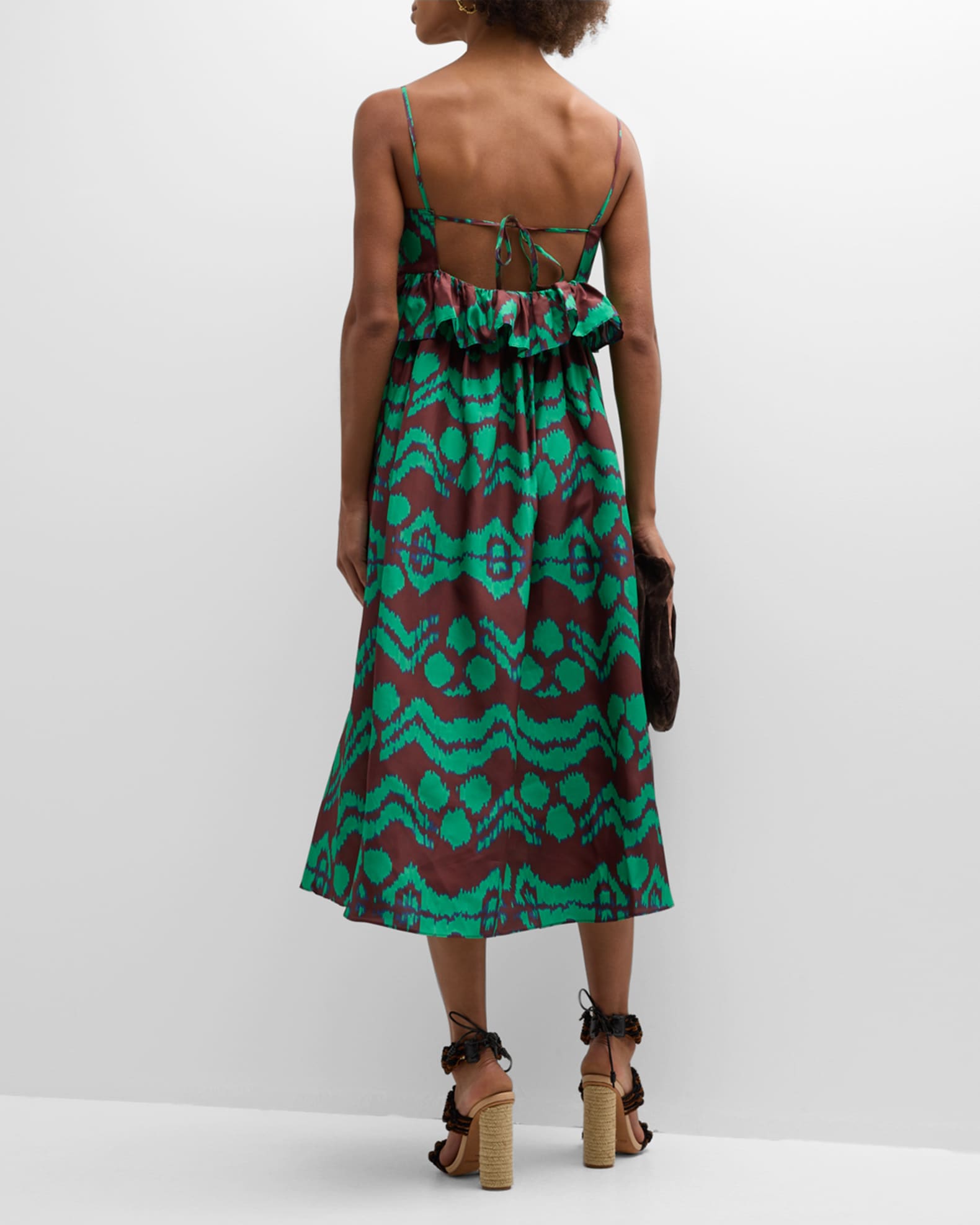 Ulla Johnson Amaliya Tie-Back Sleeveless Silk Taffeta Midi Dress ...