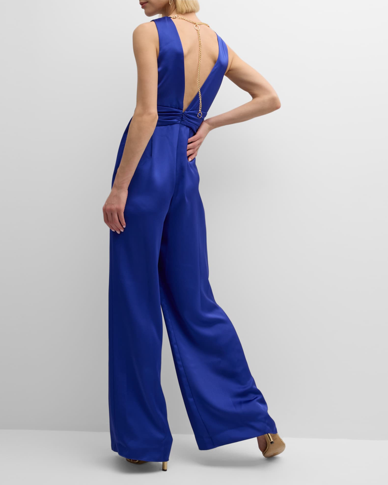 Ramy Brook Meryl Sleeveless Pleated Wide-Leg Jumpsuit | Neiman Marcus
