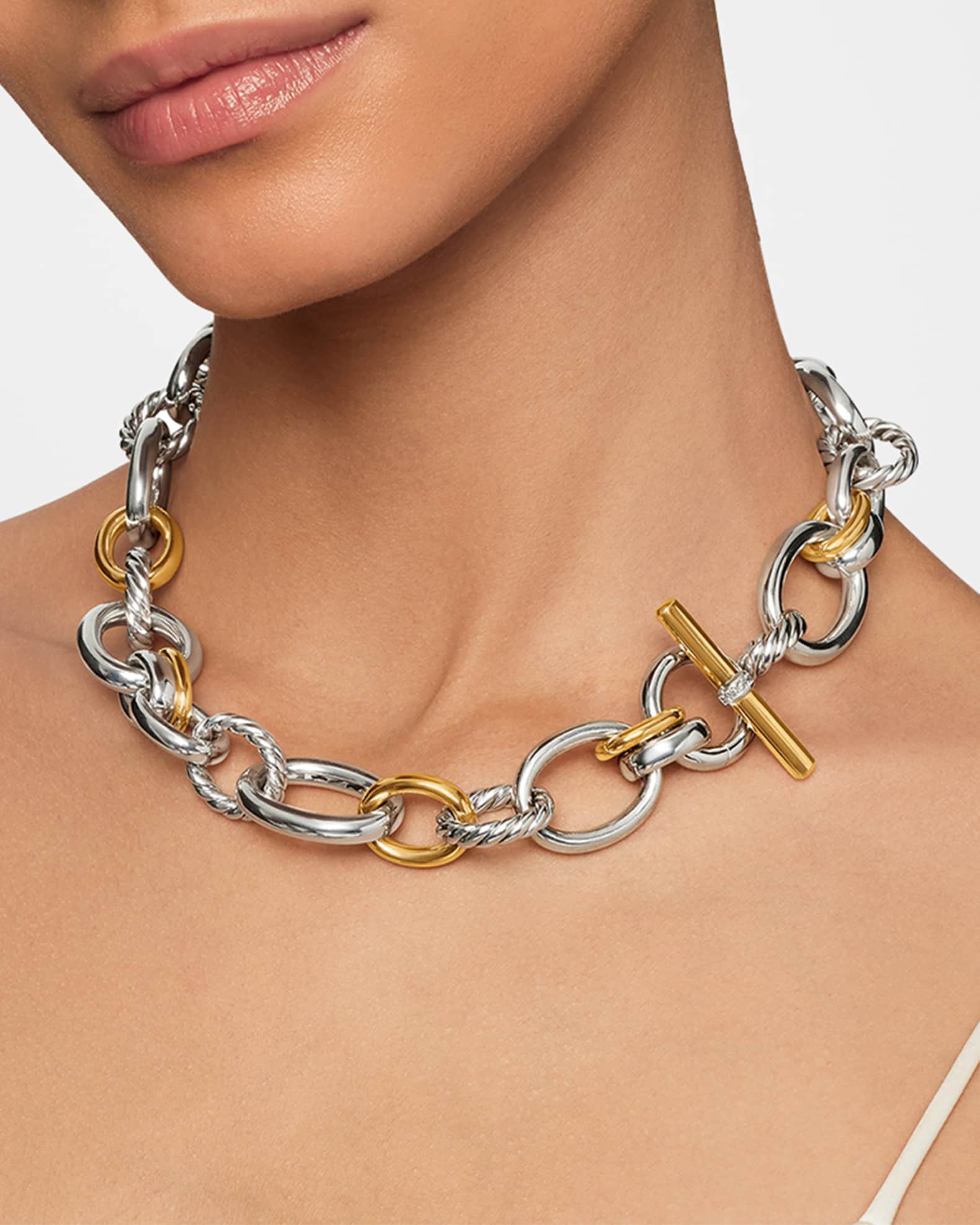 David Yurman DY Mercer Necklace with Diamonds and 18K Gold in Silver ...