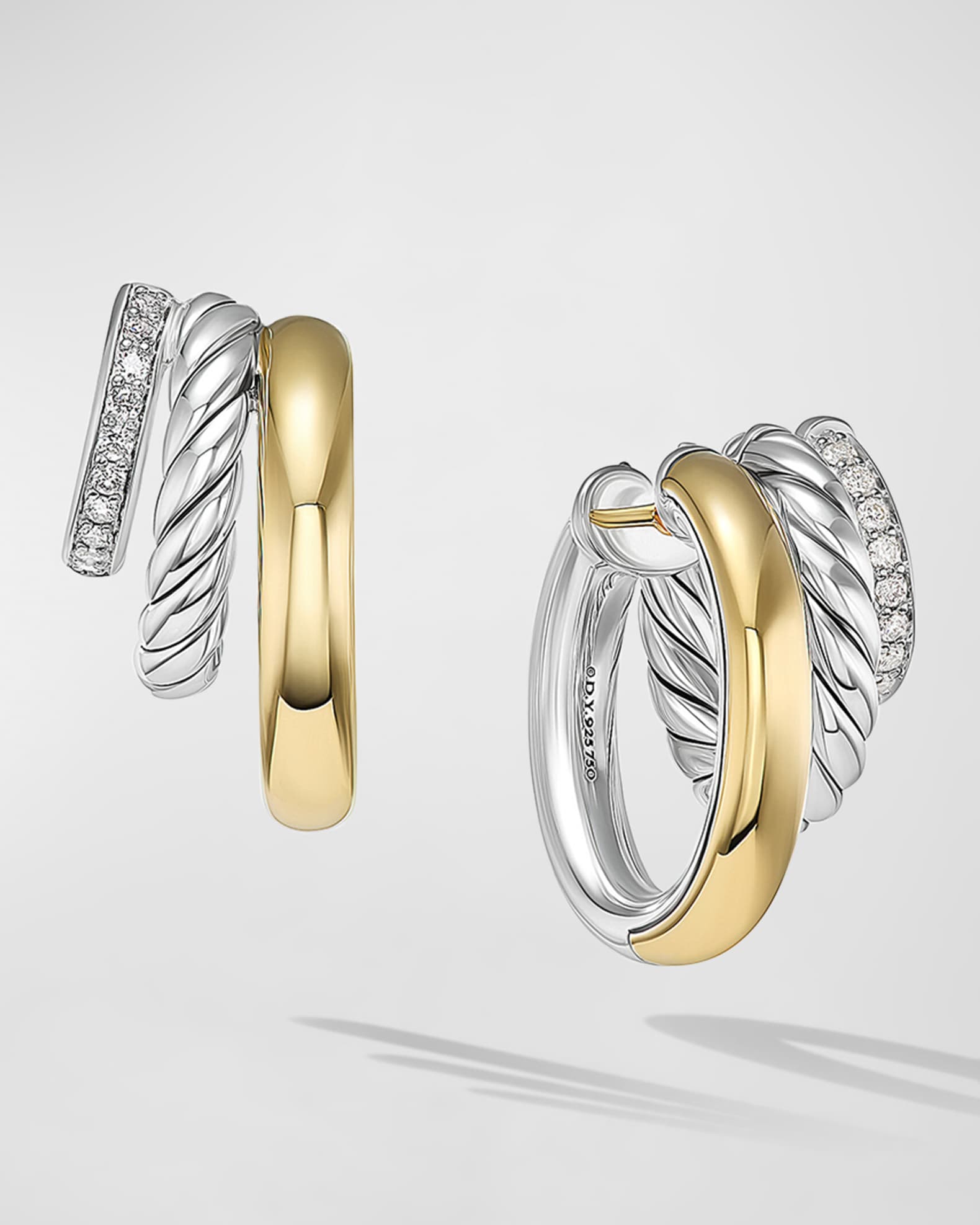 David Yurman DY Mercer Huggie Hoop Earrings with Diamonds in Silver and ...