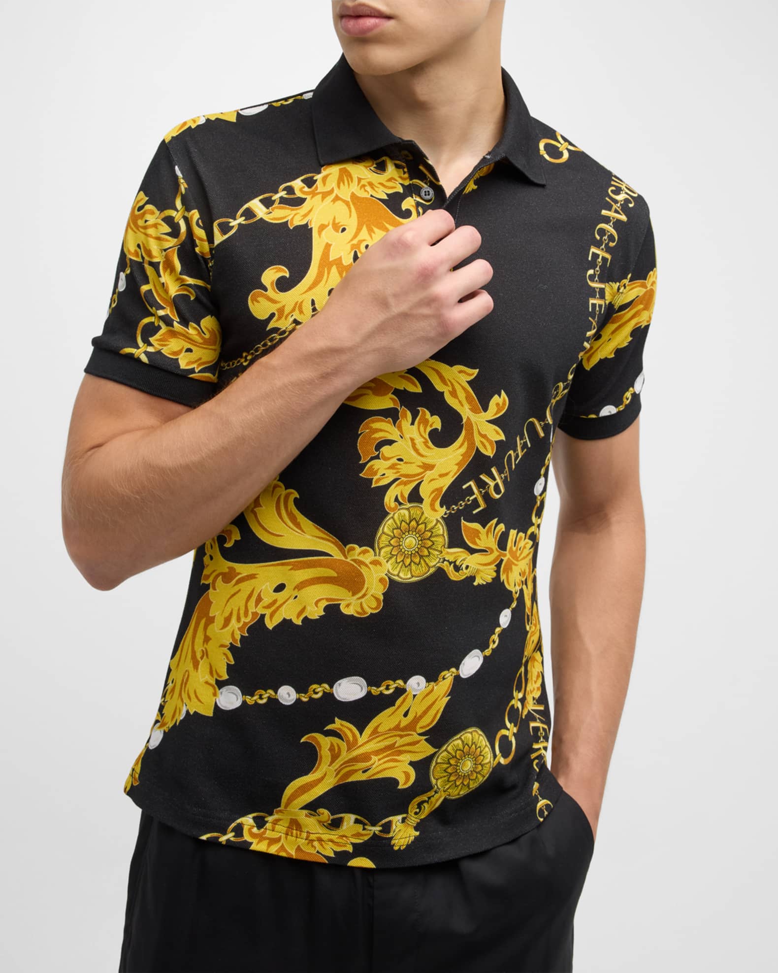 Versace Jeans Couture Men's Chain Couture Polo Shirt | Neiman Marcus