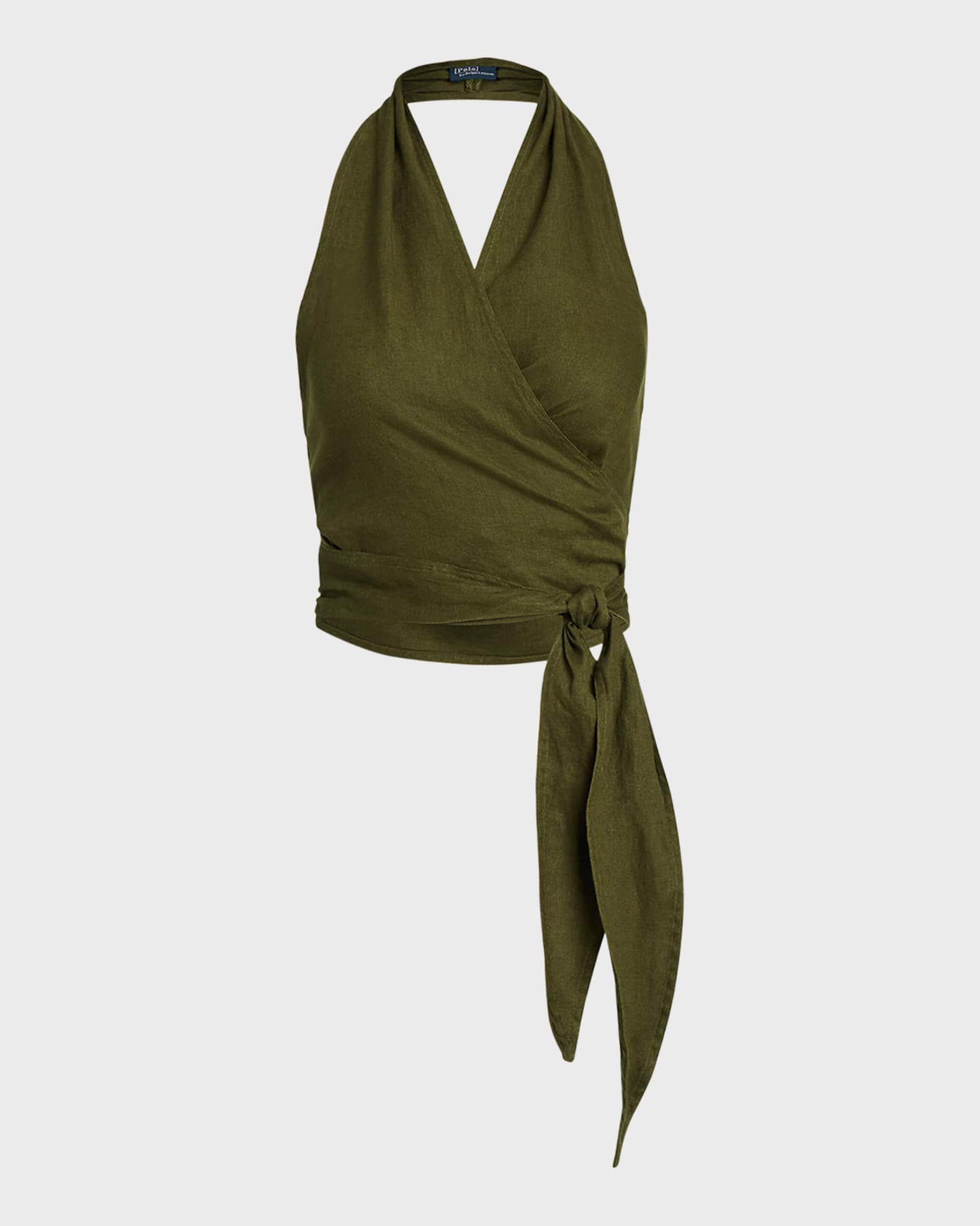Polo Ralph Lauren Cropped Linen Halter Top | Neiman Marcus