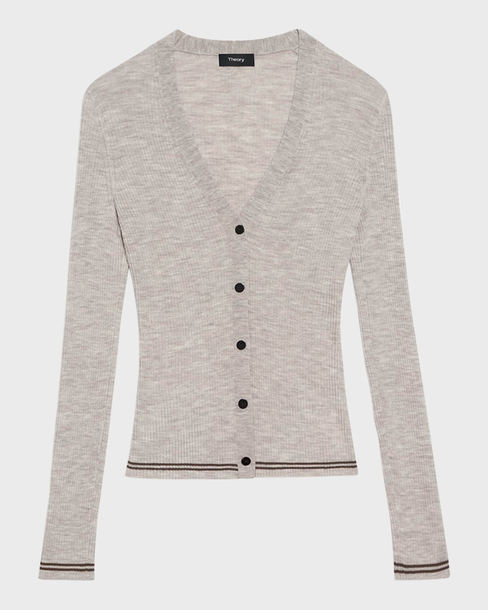 Theory Regal Wool Slim Cardigan with Tipping | Neiman Marcus