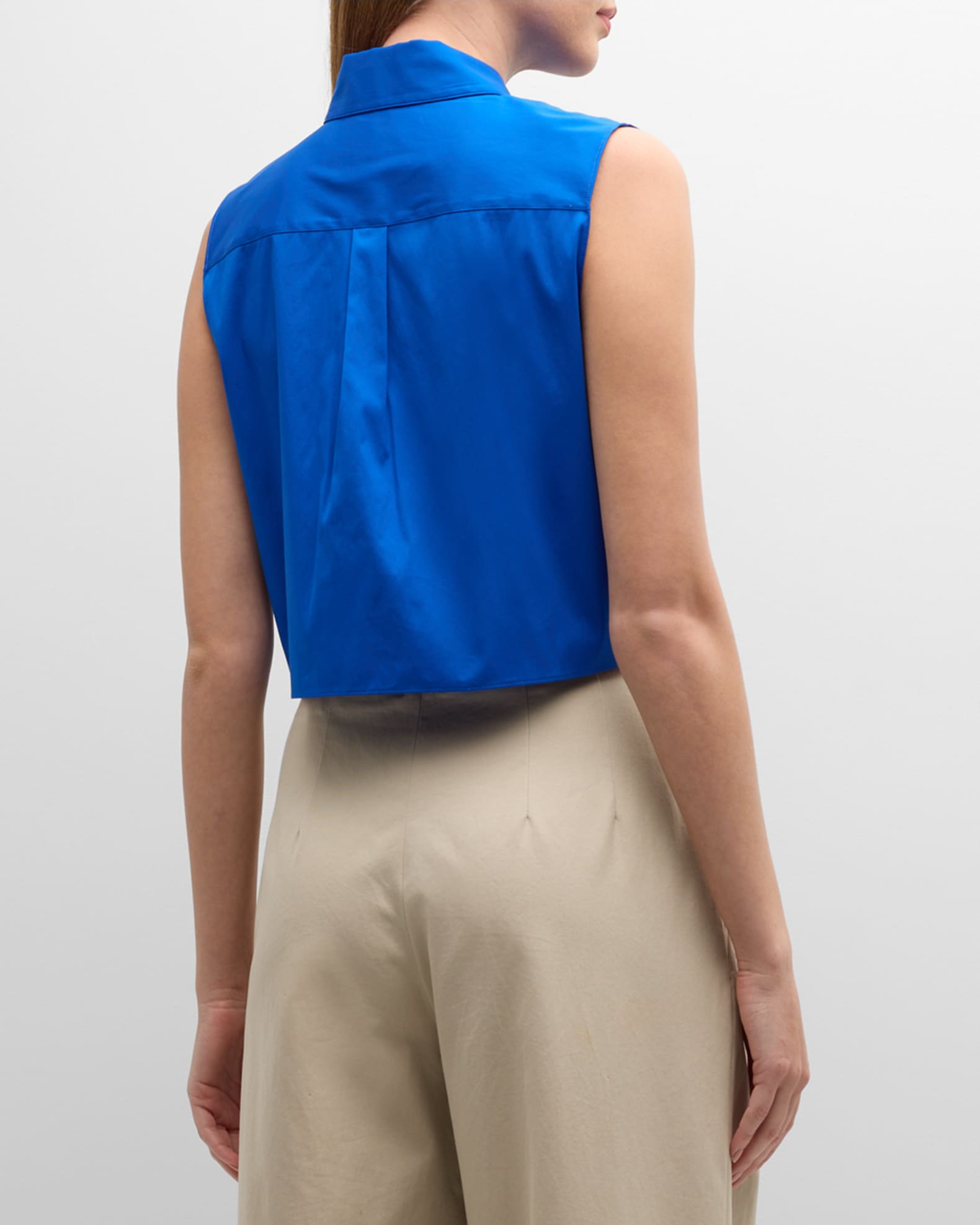 Theory Cropped Sleeveless Cotton Shirt | Neiman Marcus