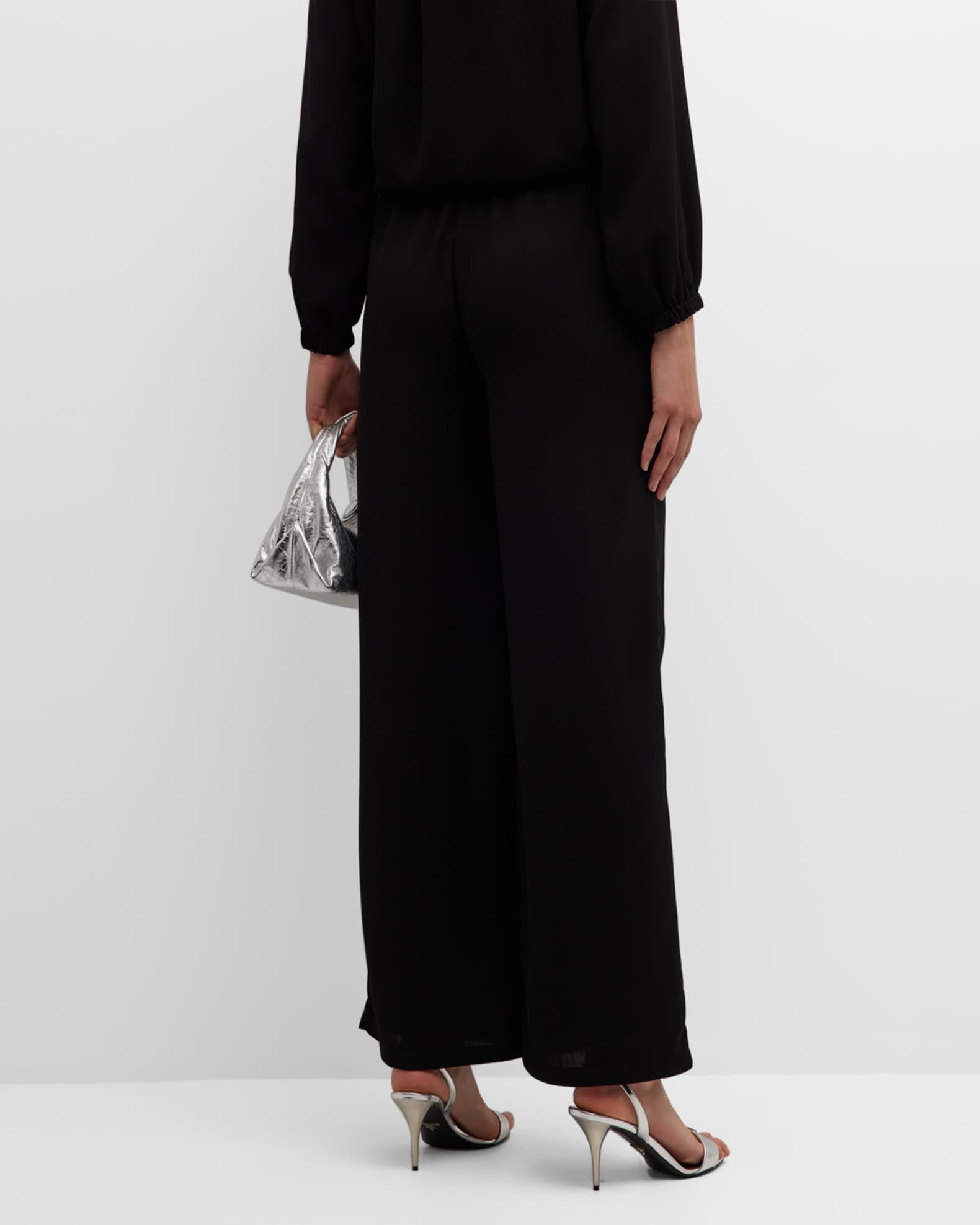Emporio Armani High-Rise Wide-Leg Crepe Pants | Neiman Marcus