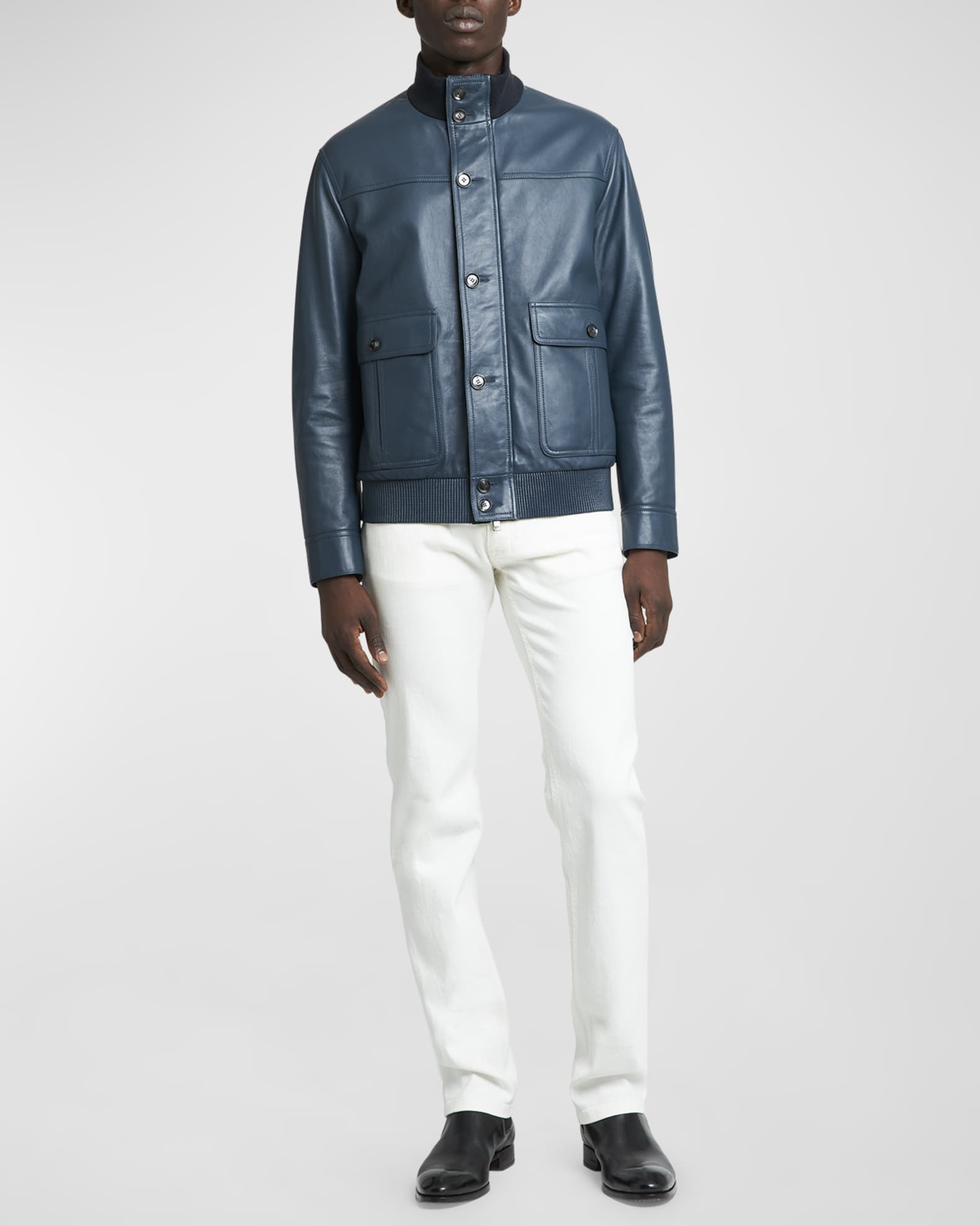 Brioni Men's Nappa Leather Blouson Jacket | Neiman Marcus