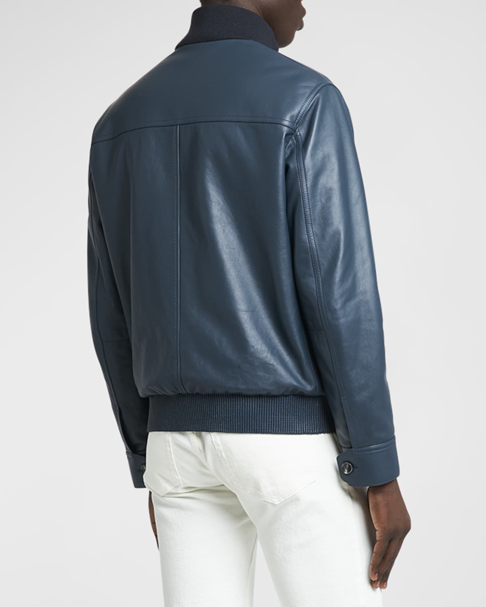 Brioni Men's Nappa Leather Blouson Jacket | Neiman Marcus