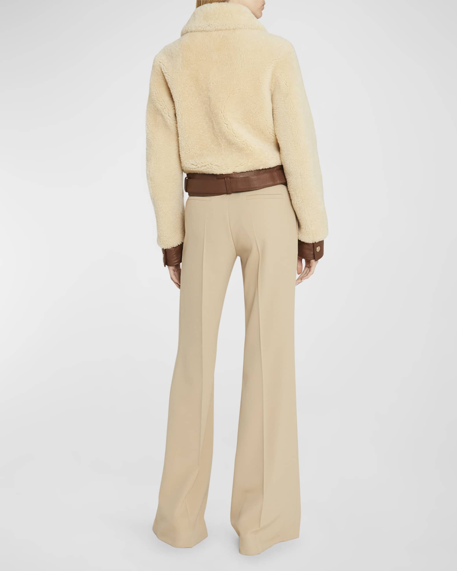 Chloe Merino Shearling Patchwork Short Jacket | Neiman Marcus