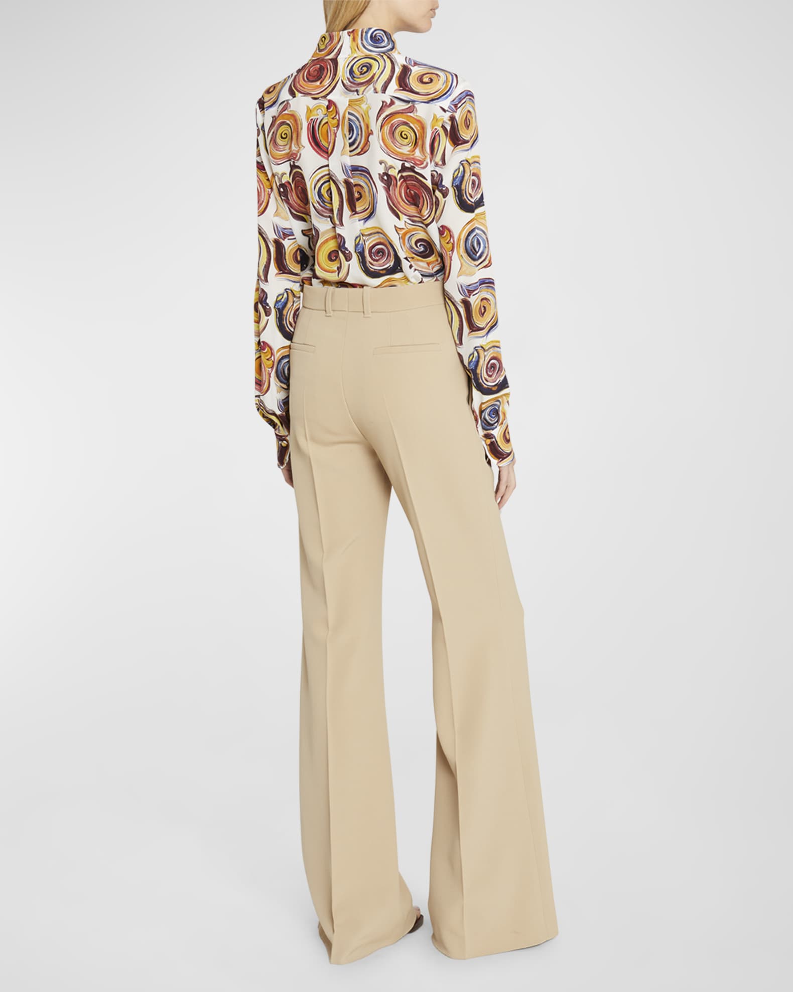 Chloe Cavalry Wool Wide-Leg Trouser Pants | Neiman Marcus