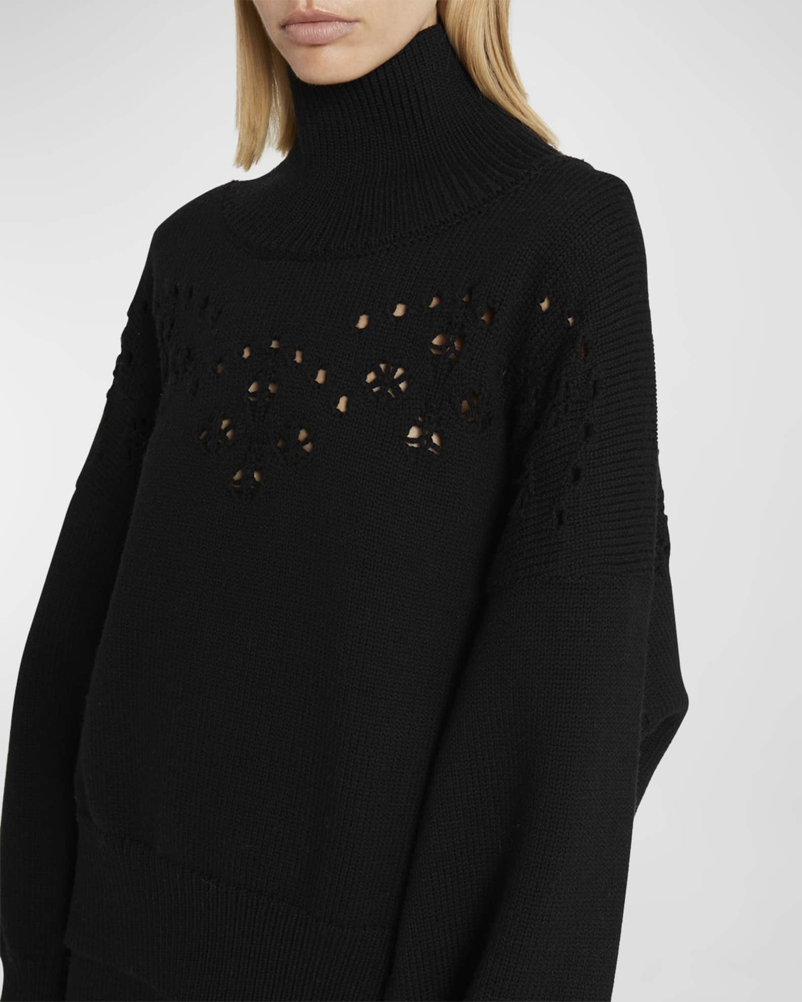 Chloe Lower Impact Wool Pointelle Knit Sweater | Neiman Marcus