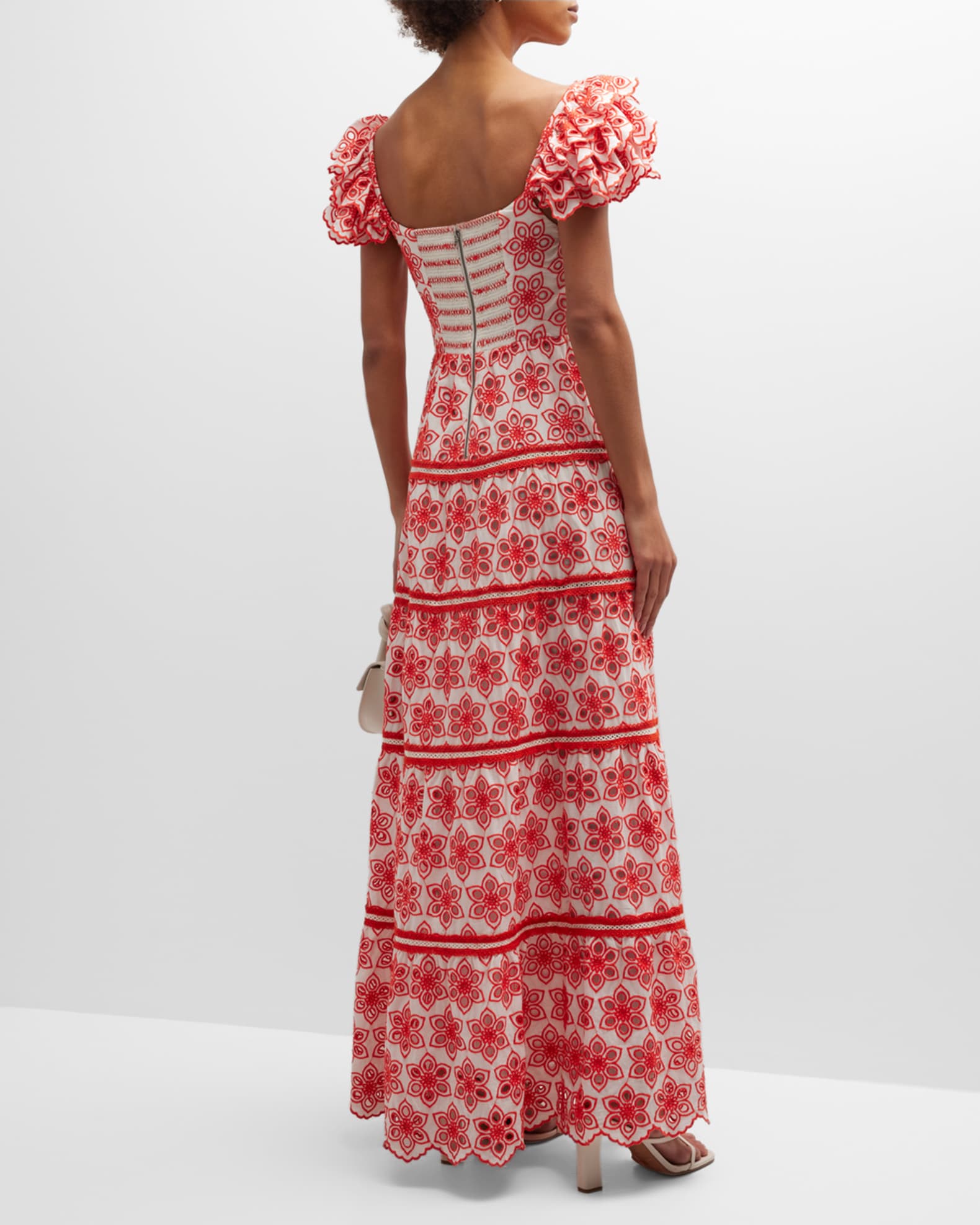 Alice + Olivia Tawny Square-Neck Ruffle Tiered Maxi Dress | Neiman Marcus