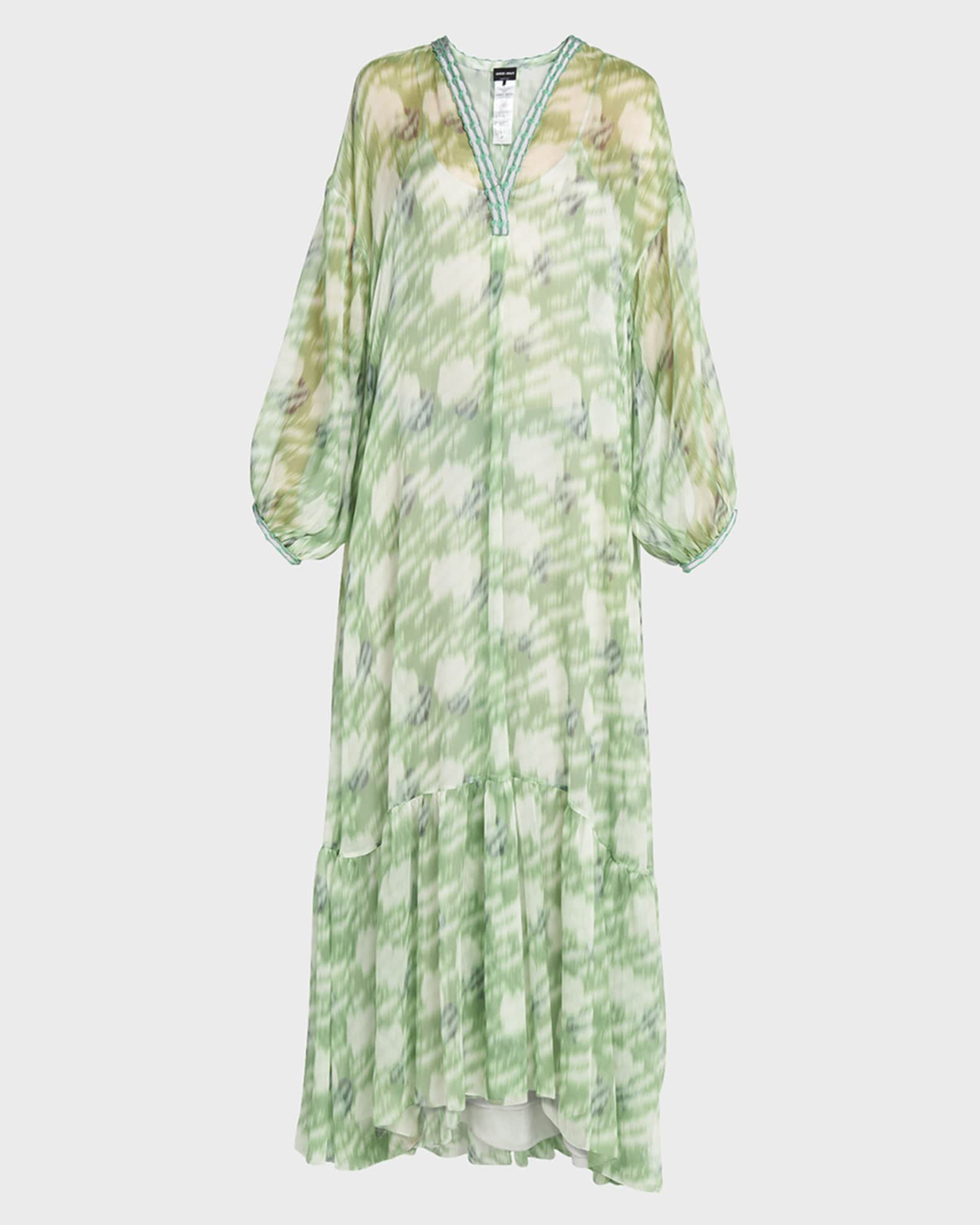 Giorgio Armani Abstract Leopard Print Semi-Sheer Silk Maxi Dress ...