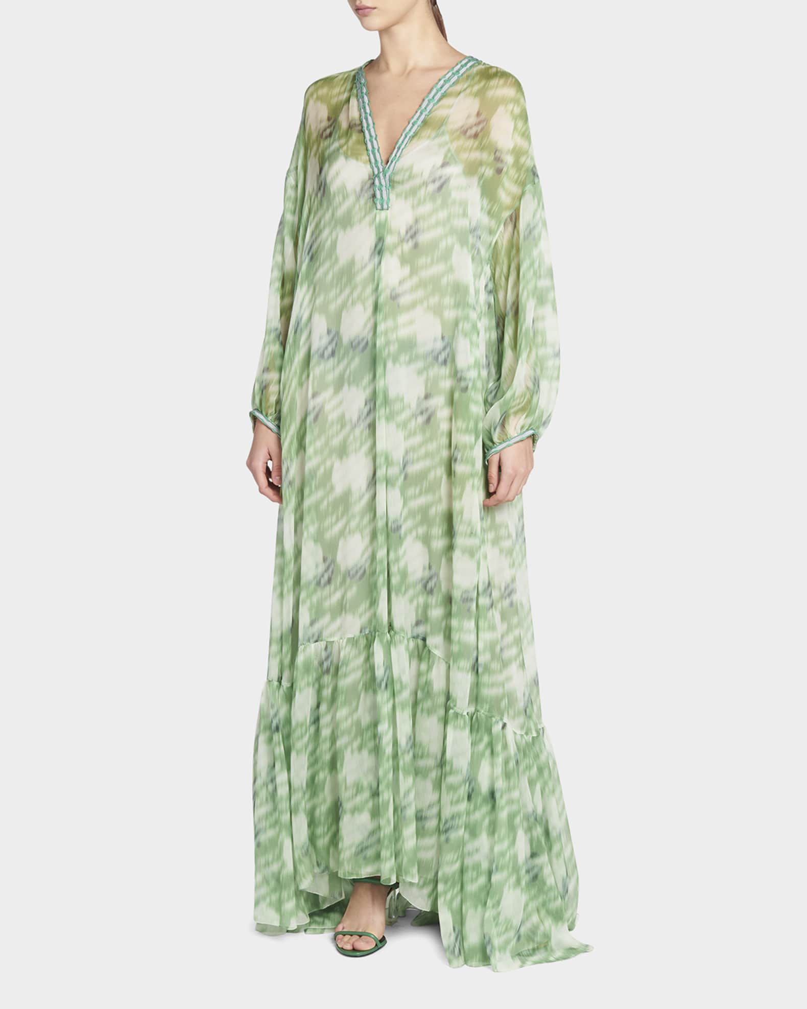 Giorgio Armani Abstract Leopard Print Semi-Sheer Silk Maxi Dress ...