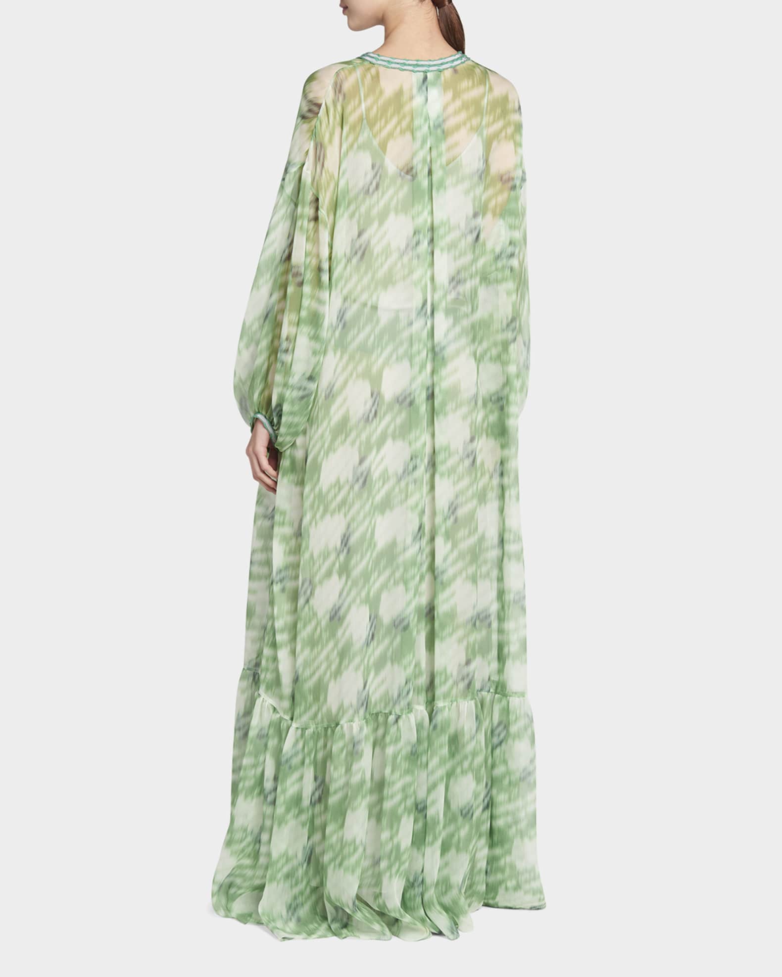 Giorgio Armani Abstract Leopard Print Semi-Sheer Silk Maxi Dress ...