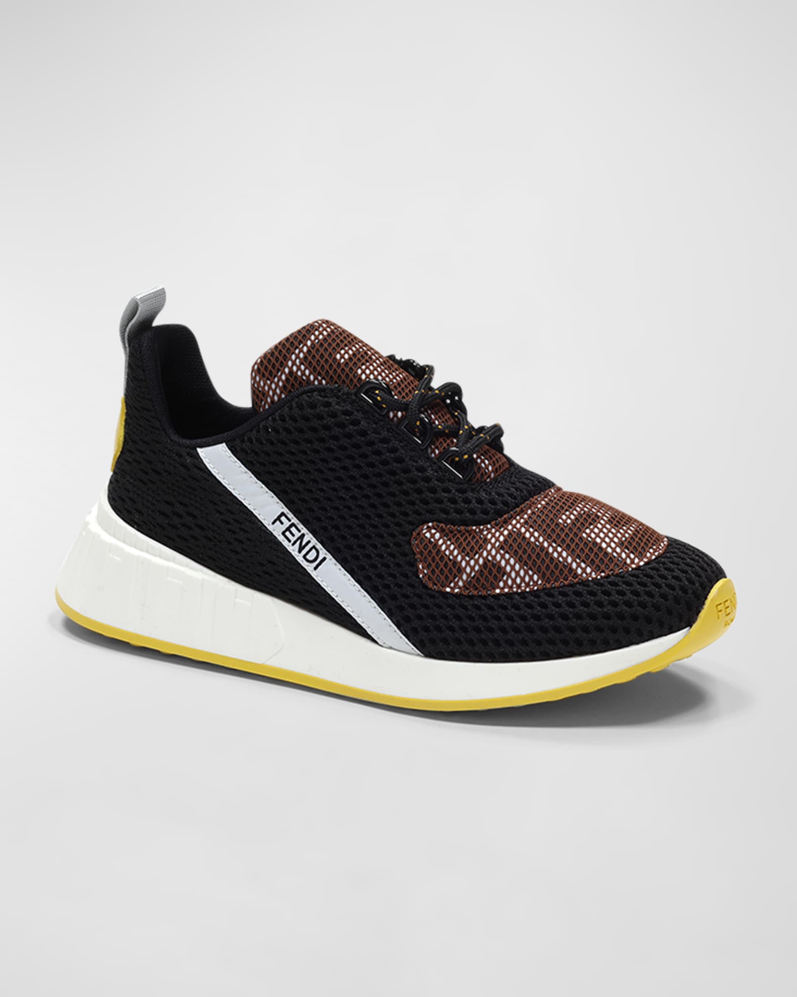 Fendi Boy's Mesh FF Monogram Low-Top Sneakers | Neiman Marcus