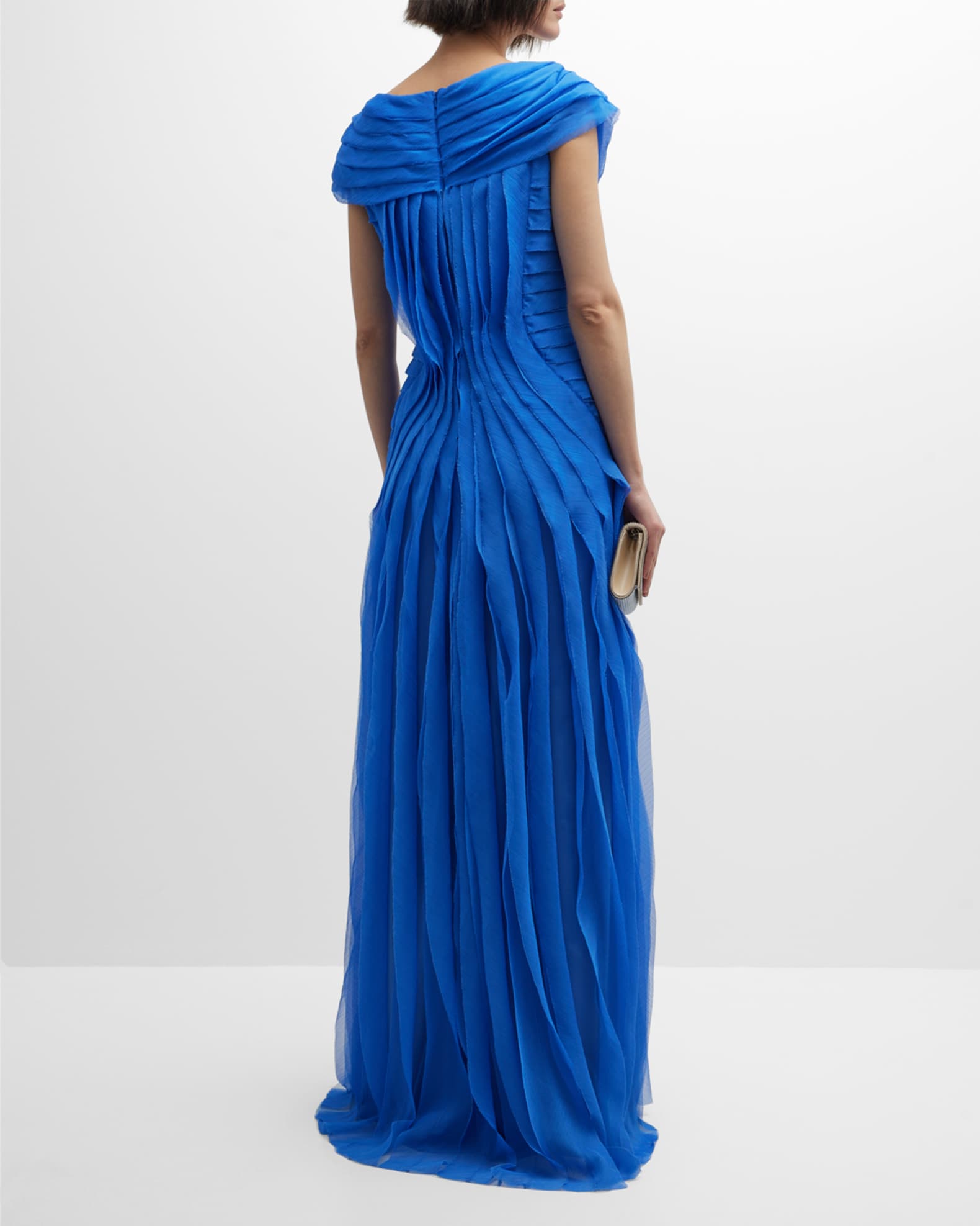Tadashi Shoji Crinkled Surplice A-Line Gown | Neiman Marcus