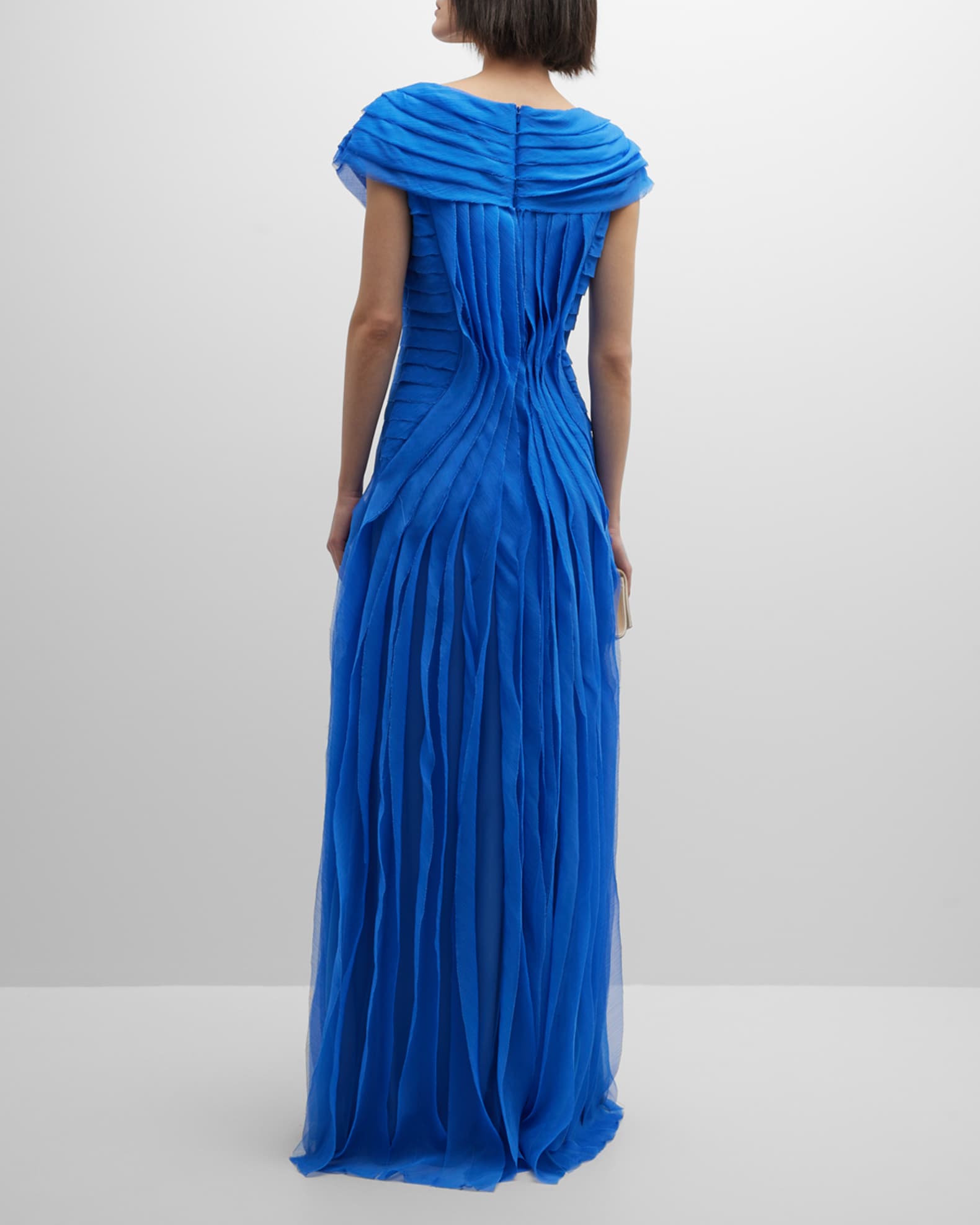 Tadashi Shoji Crinkled Surplice A-Line Gown | Neiman Marcus
