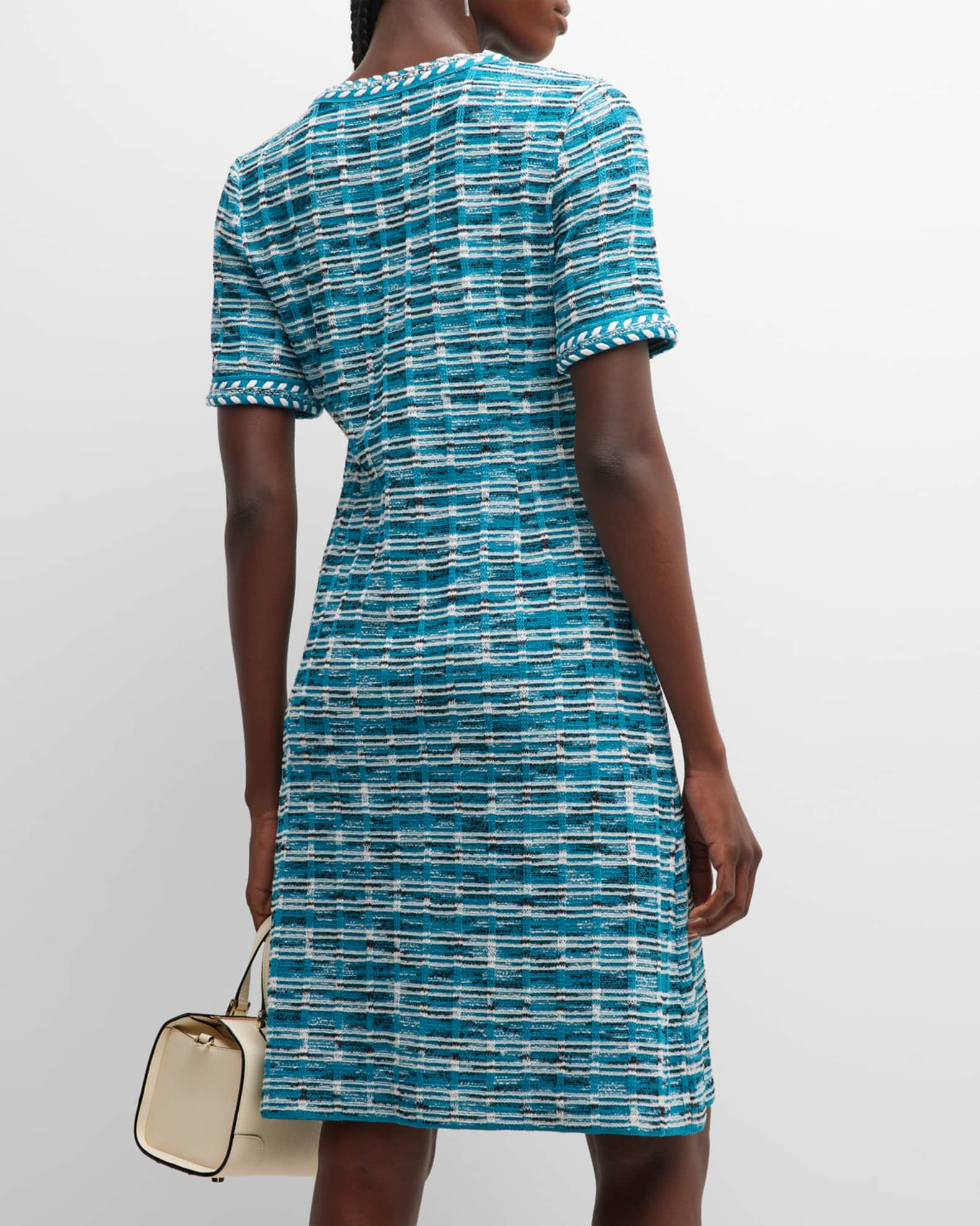Misook Braided-Trim Tweed Knit Midi Dress | Neiman Marcus