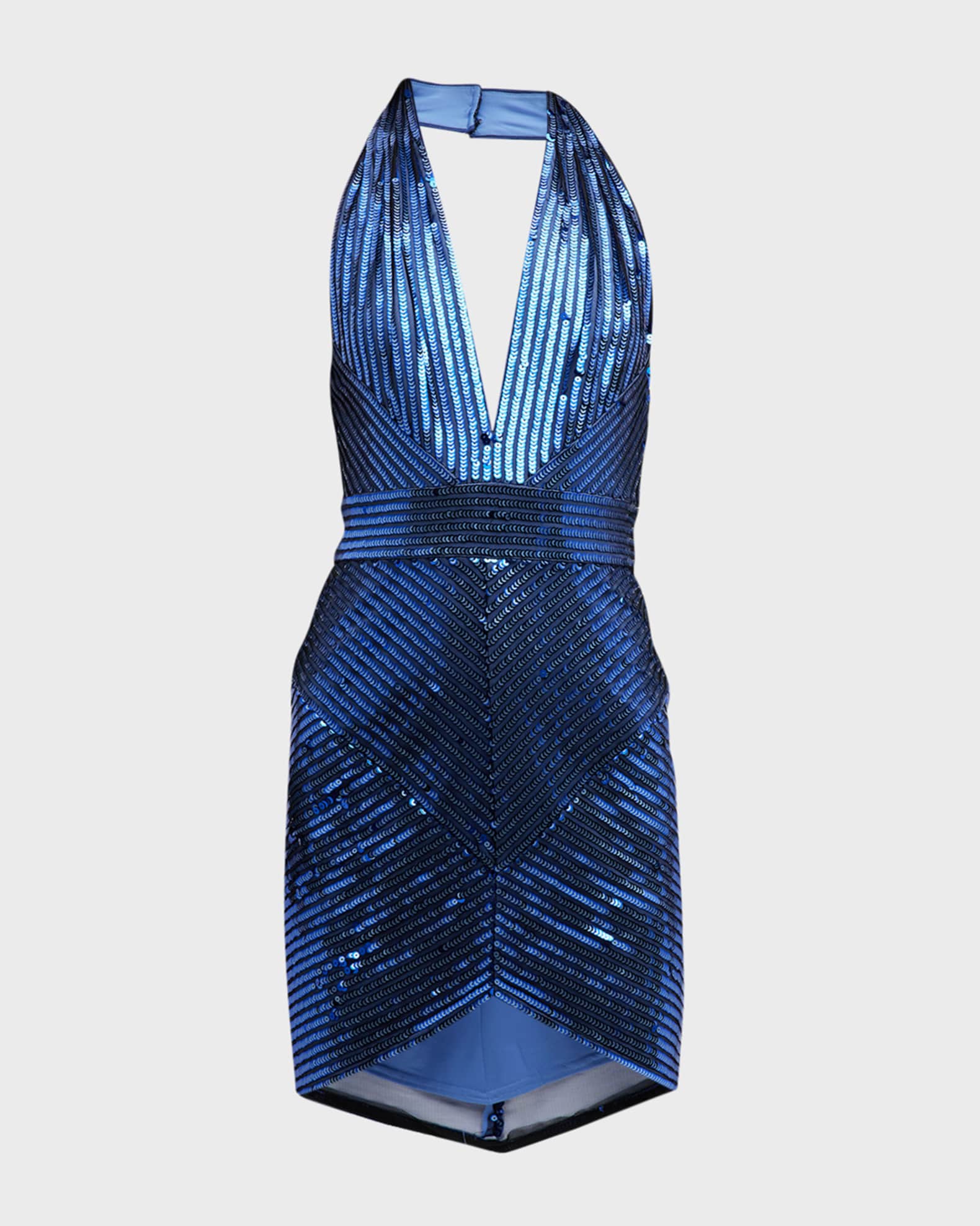 SHO Deep V-Neck Sequin Mini Dress | Neiman Marcus