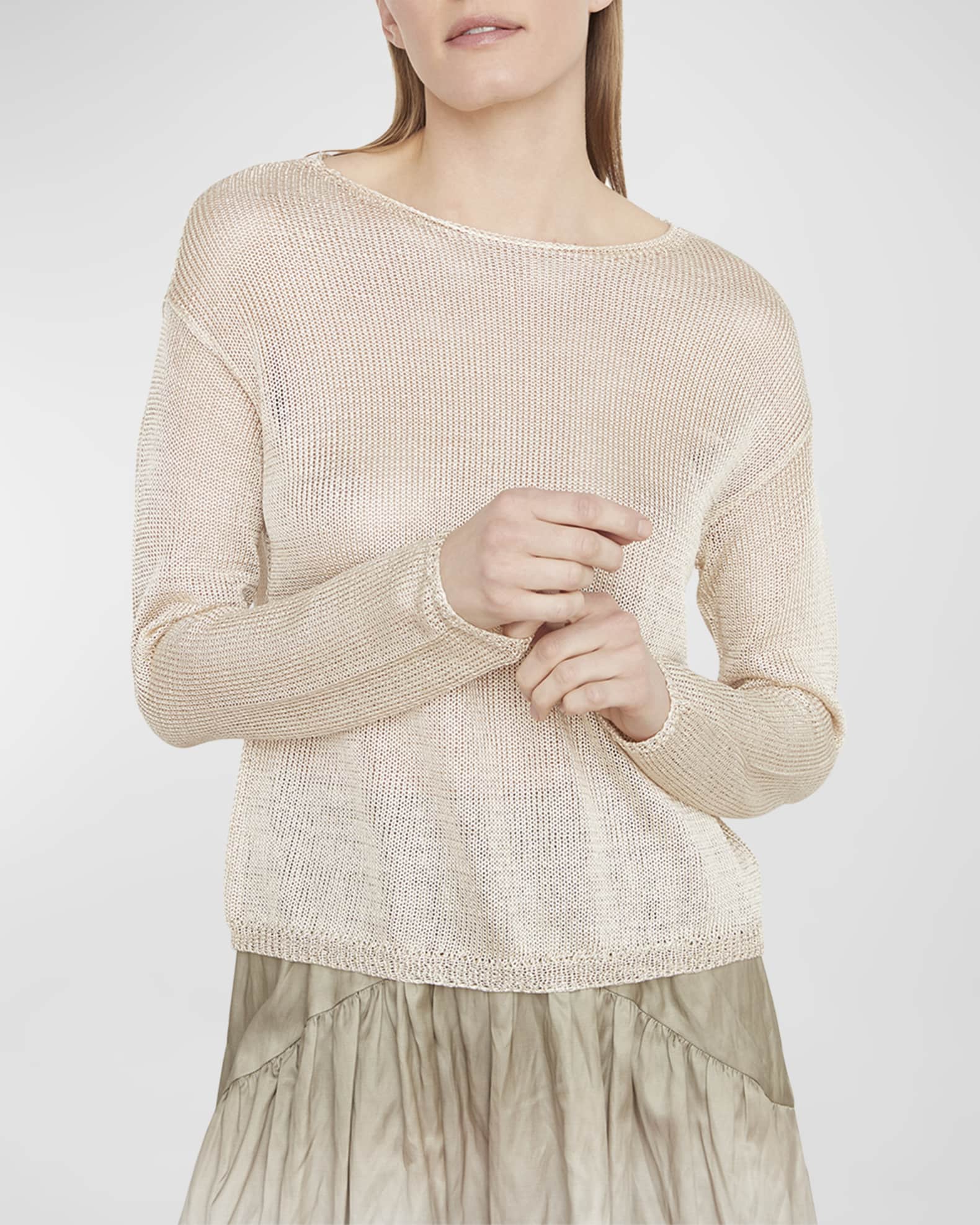 Vince Shiny Open-Knit Pullover Top | Neiman Marcus