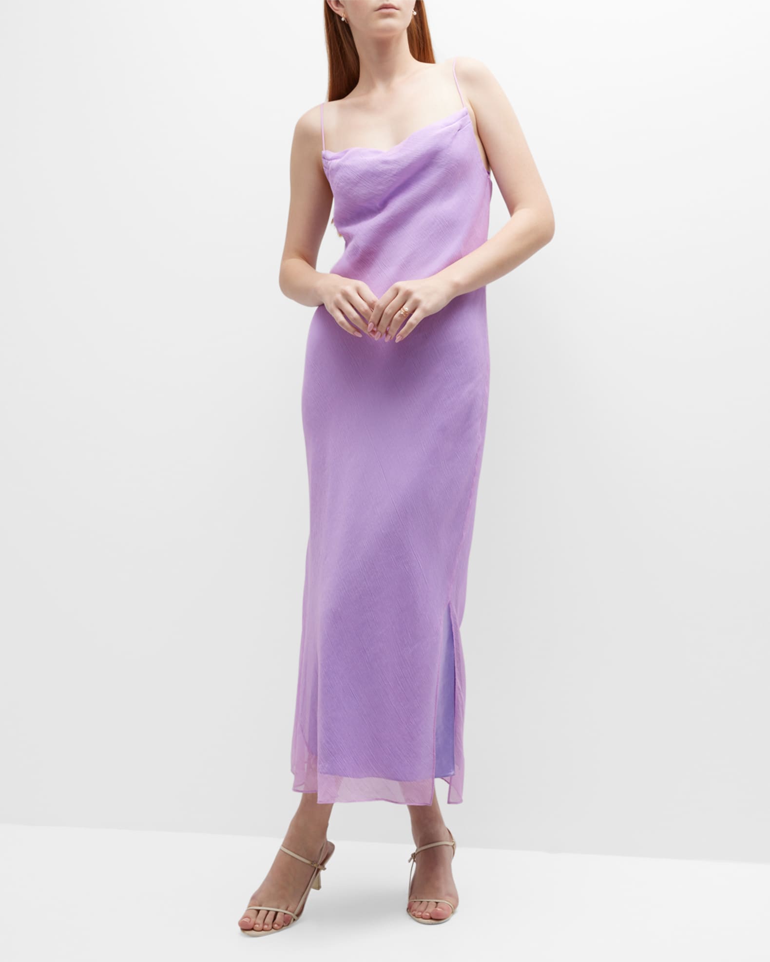 Vince Crinkle Cowl Cami Midi Dress | Neiman Marcus