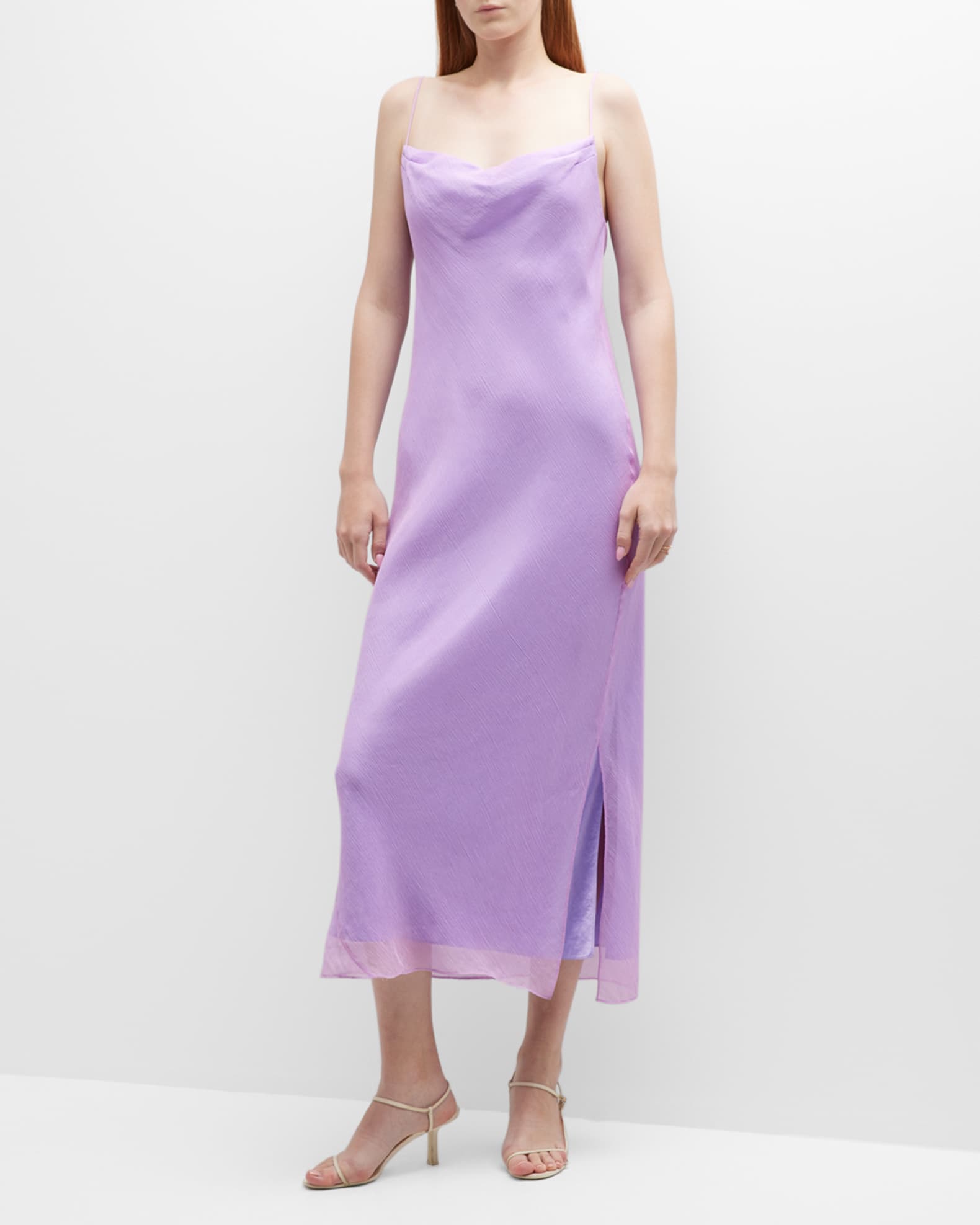 Vince Crinkle Cowl Cami Midi Dress | Neiman Marcus