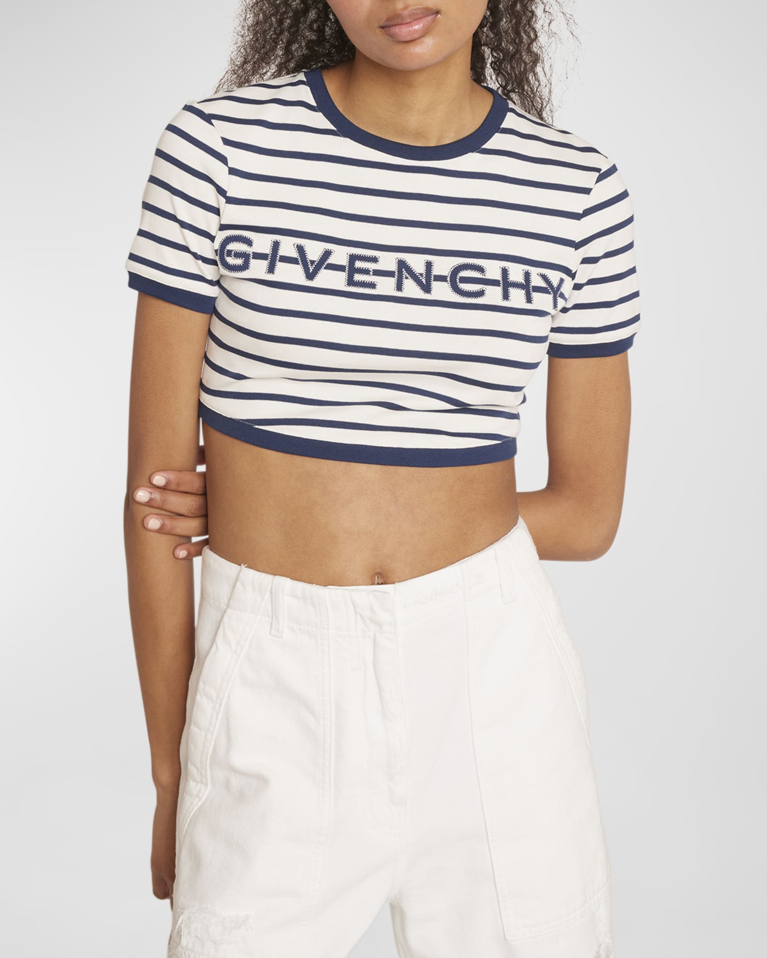 Givenchy Striped Crop Ringer T-Shirt | Neiman Marcus