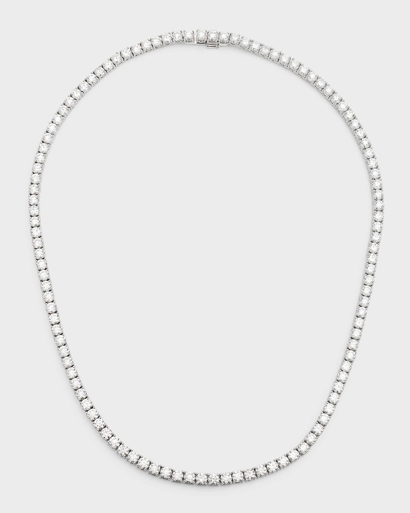 Neiman Marcus Diamonds 18K White Gold Round Diamond Tennis Necklace, 17 ...