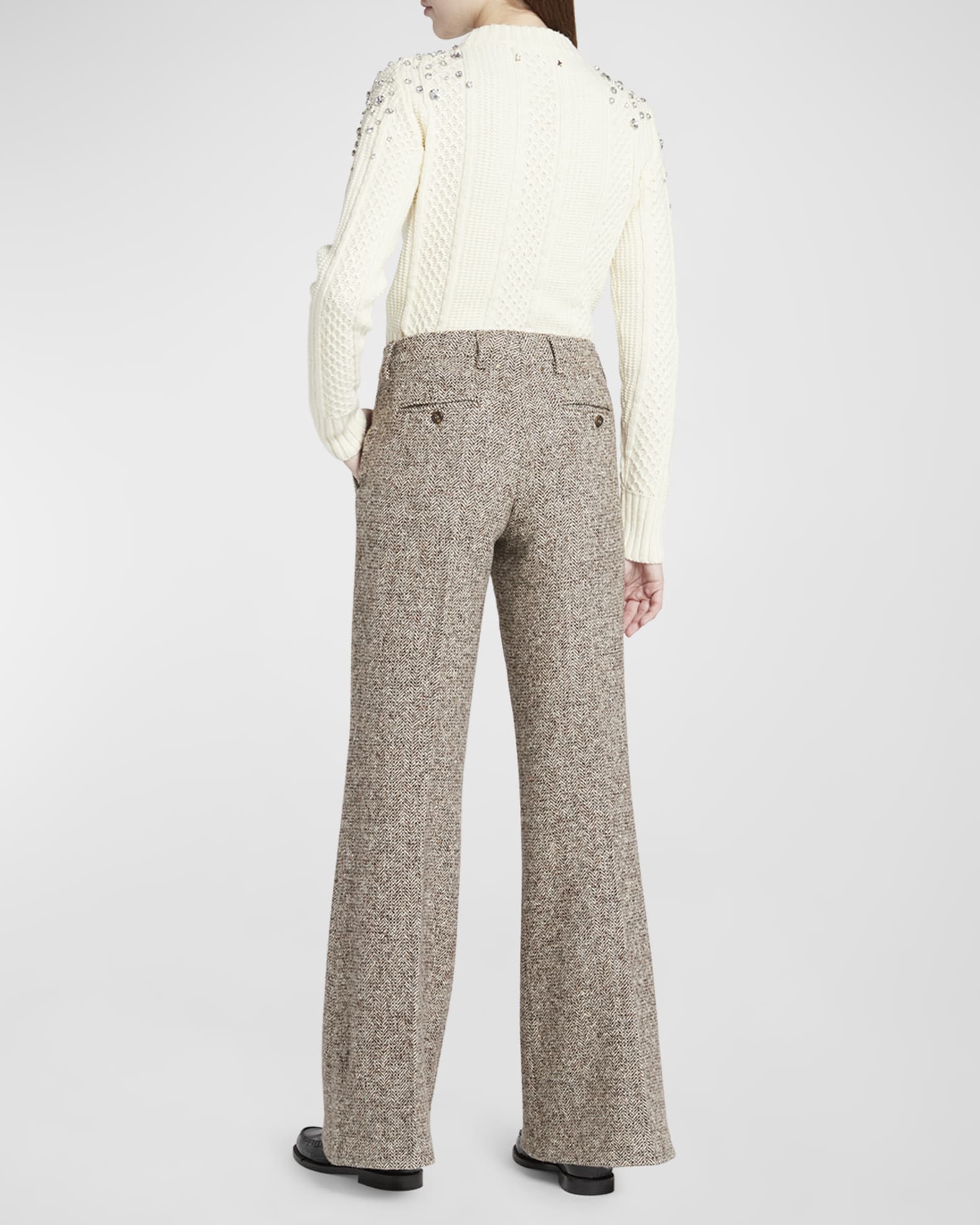 Golden Goose Flared Herringbone Pants | Neiman Marcus