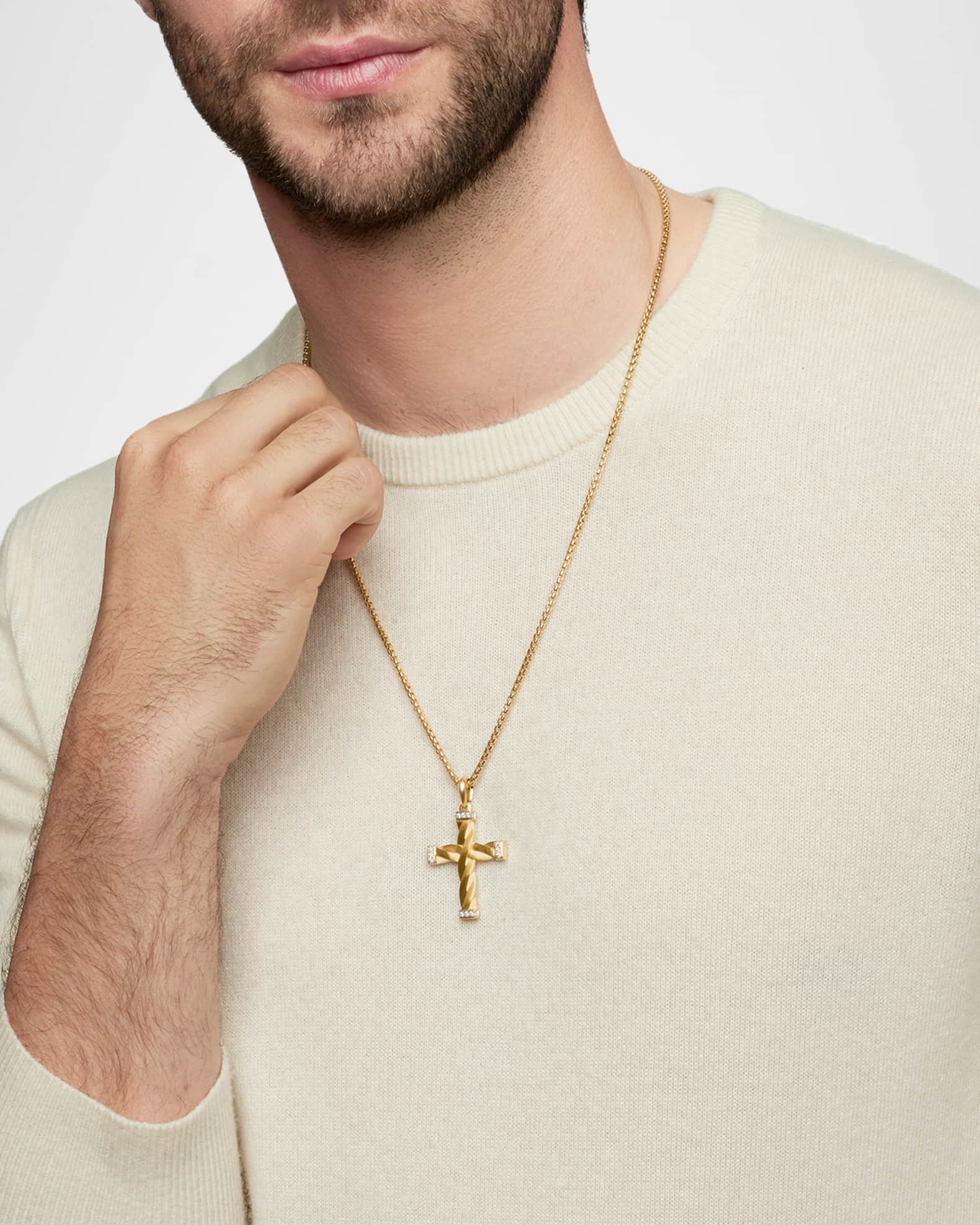 David Yurman DY Helios Cross Pendant in 18K Gold, 36mm | Neiman Marcus