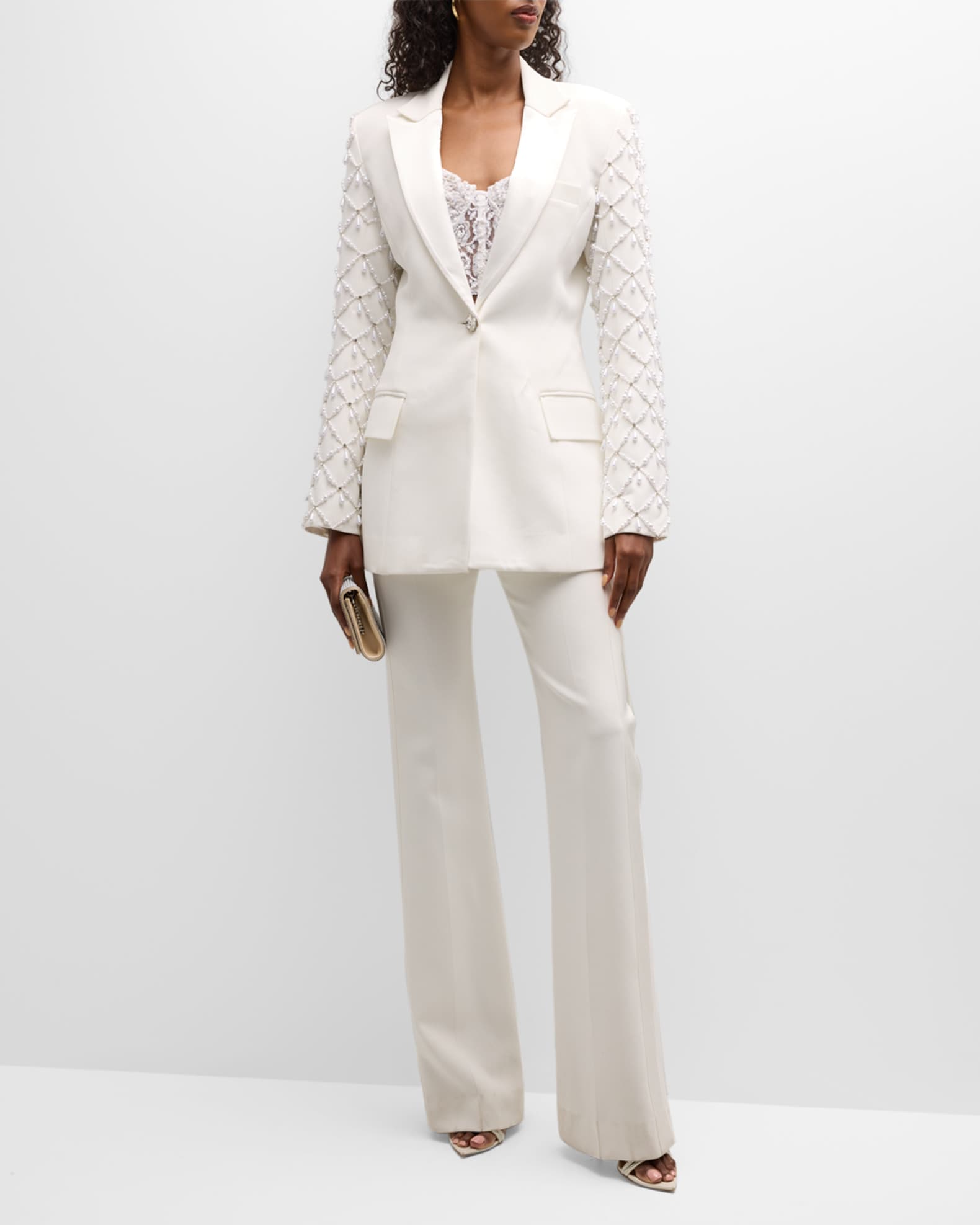 Retrofete Bentley Embellished-Sleeve Eyelet Blazer | Neiman Marcus