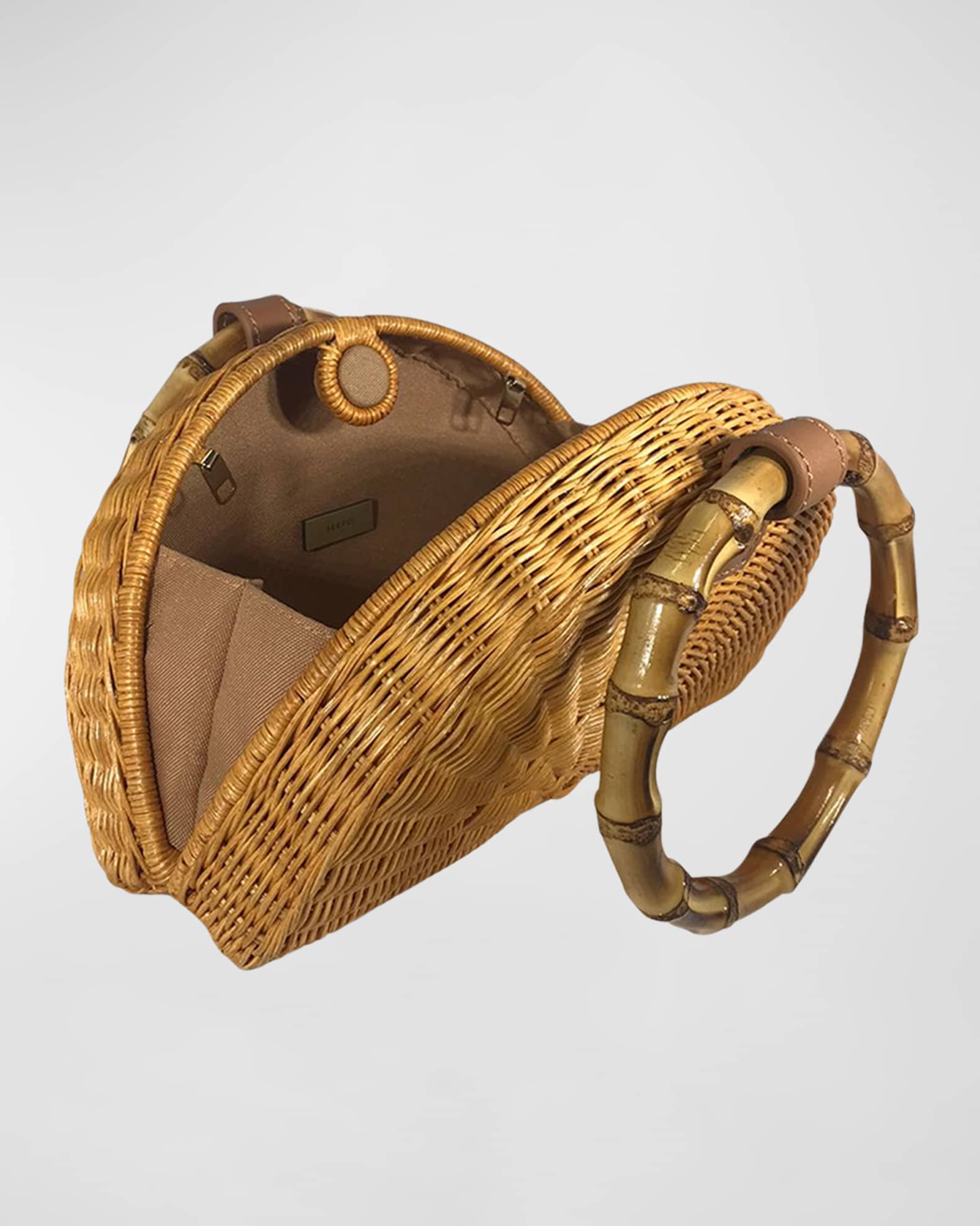 Serpui Betty Half-Moon Rattan Top-Handle Bag | Neiman Marcus